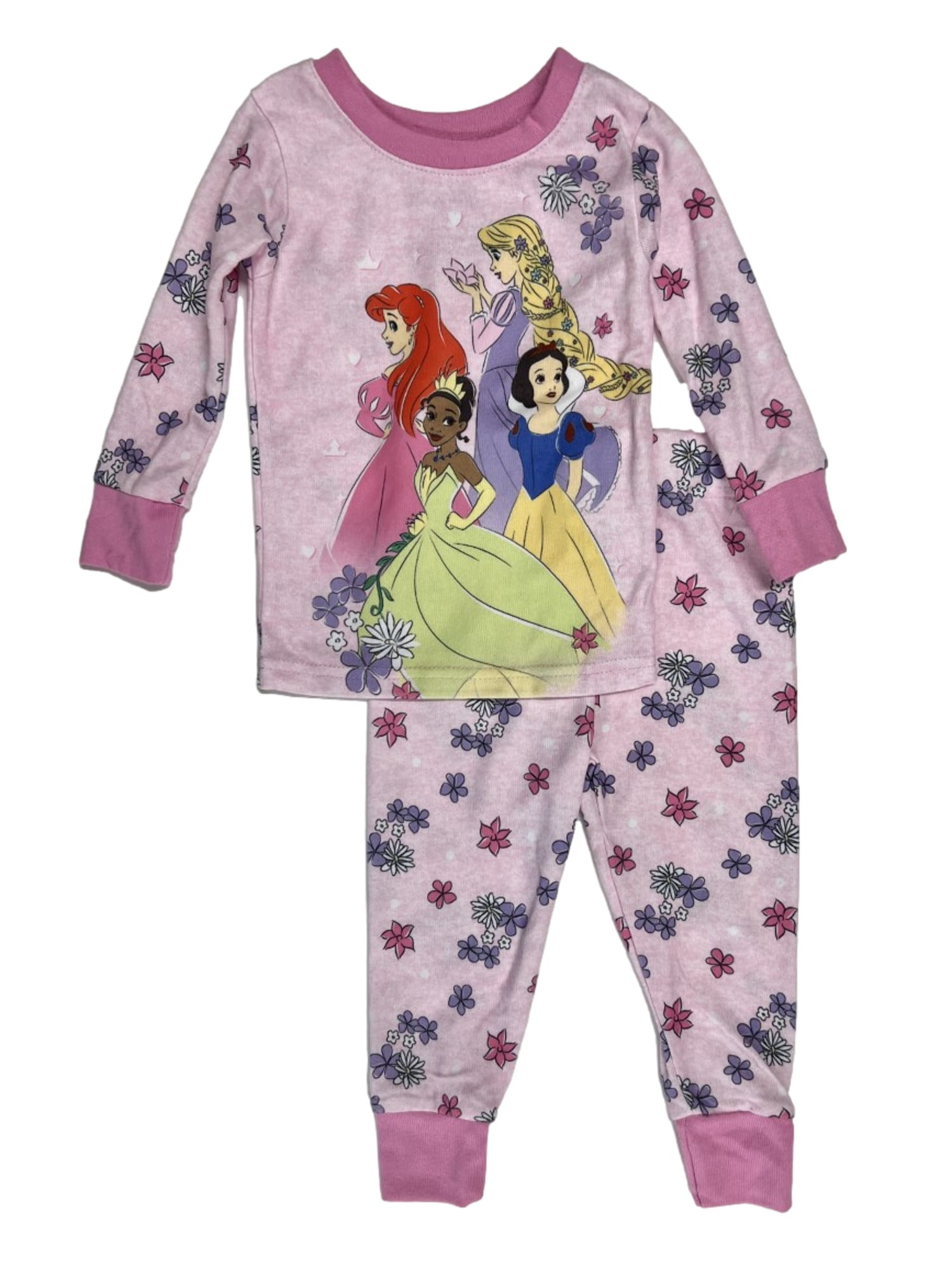 Disney Frozen Girls & Toddler Pink Princess Snow White Ariel Pajama Set ...