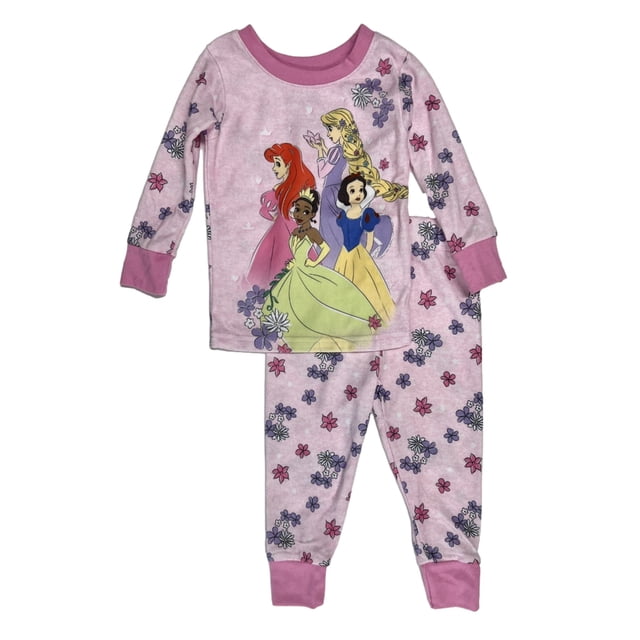 Disney Frozen Girls & Toddler Pink Princess Snow White Ariel Pajama Set ...