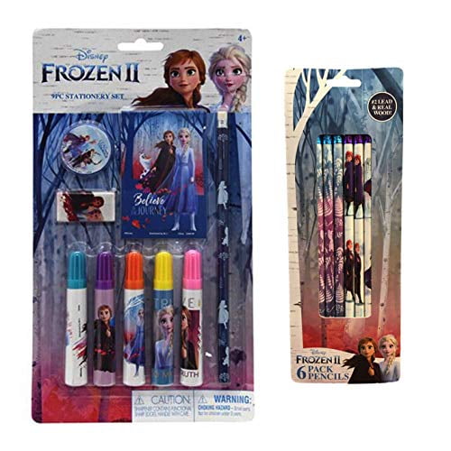 Disney Frozen II Elsa, Anna & Olaf Stationary Set 9 Pc Set Plus 6 Pack ...