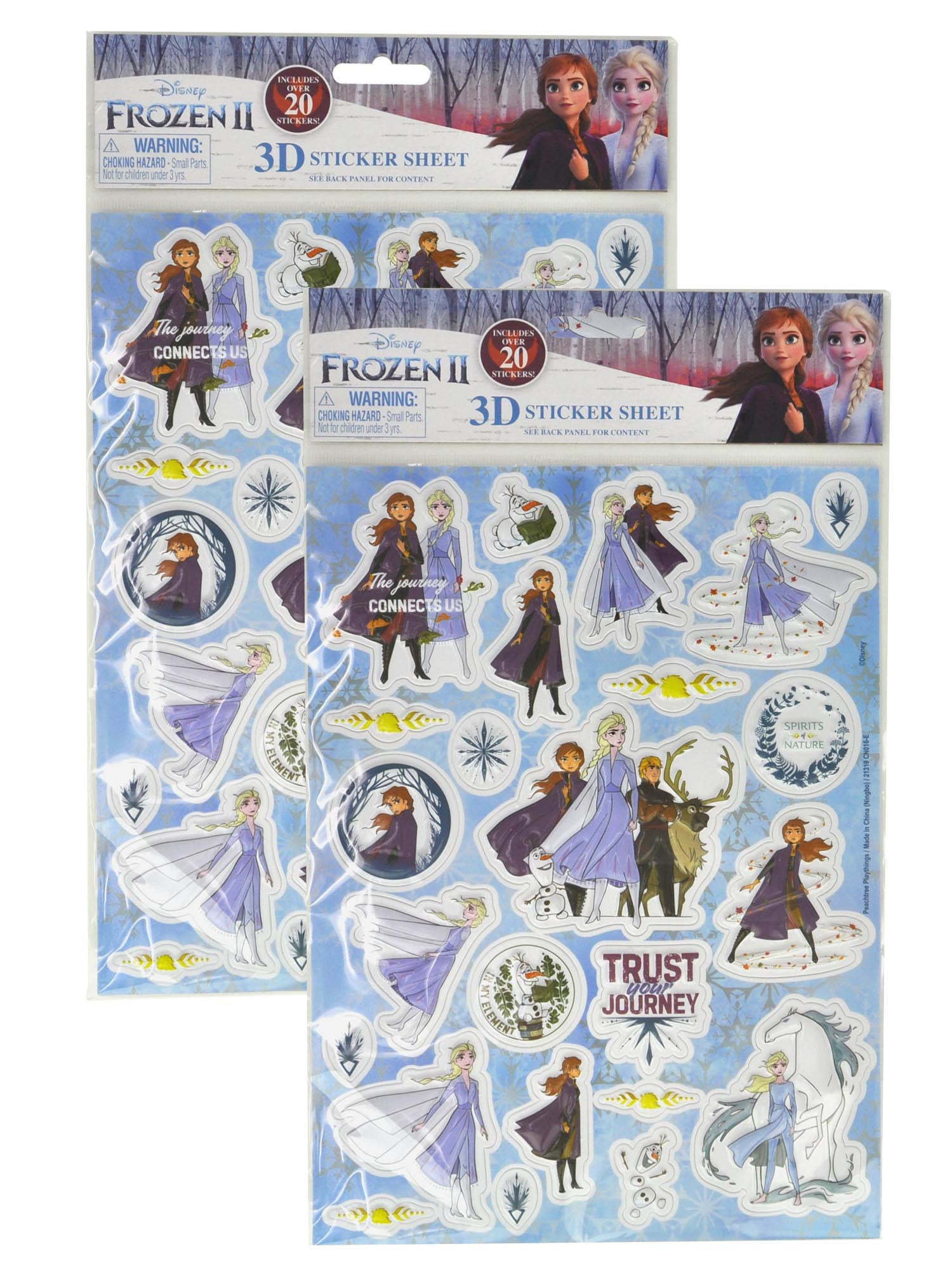 Disney Frozen II Elsa Anna Raised 3D Sticker Sheet Kristoff 2-Piece Set ...