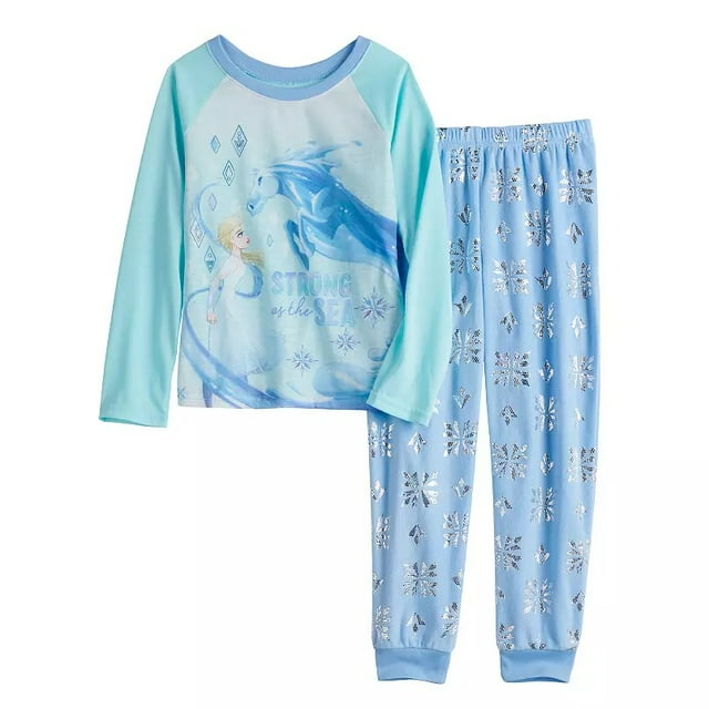 Disney Frozen II Girl's Strong As The Sea Elsa, Nokk Pajama Set, Size 4 ...