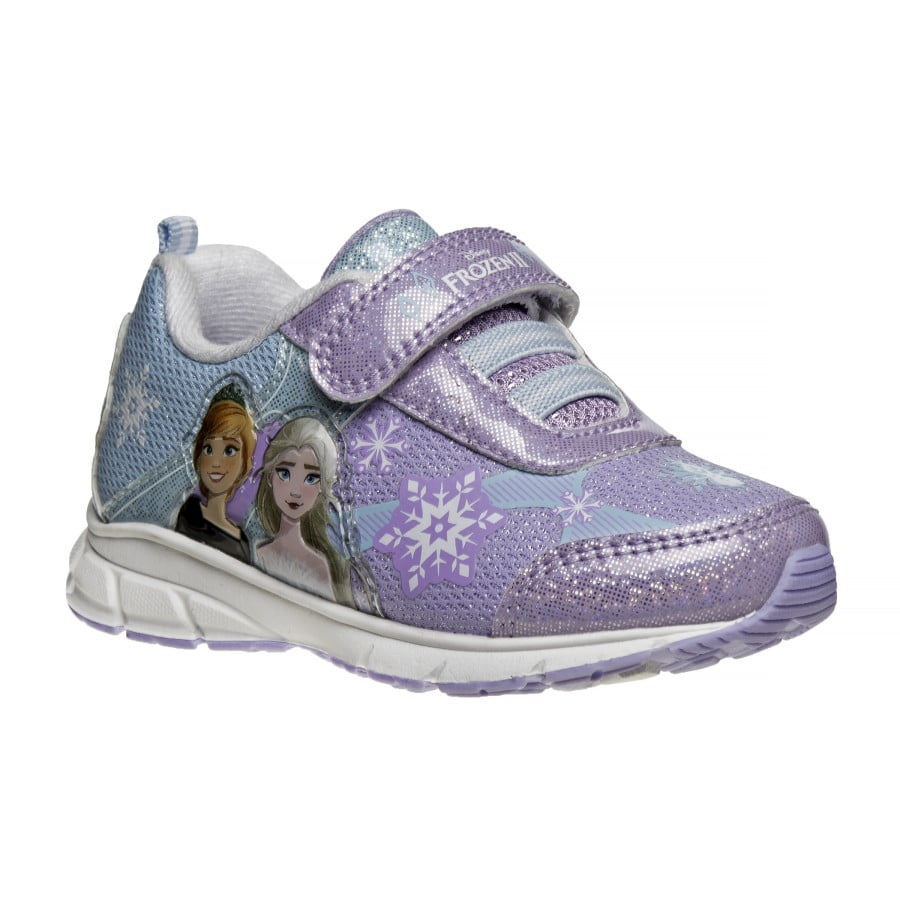 Disney Frozen II Girls Hook & Loop Sneakers with Two White Lights ...