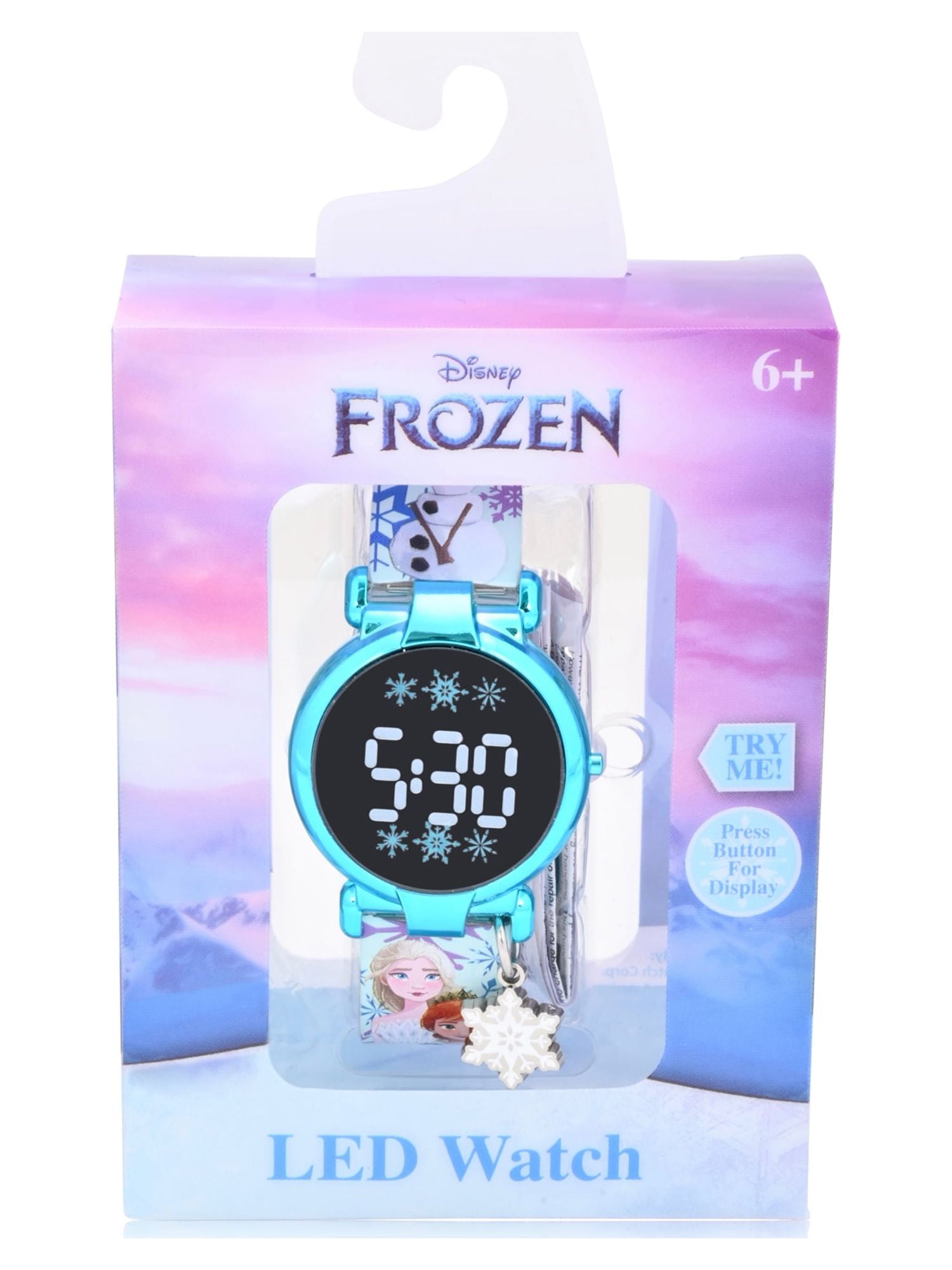 Disney Frozen II Unisex Childrens LCD Watch with Dangling Snow Flake ...