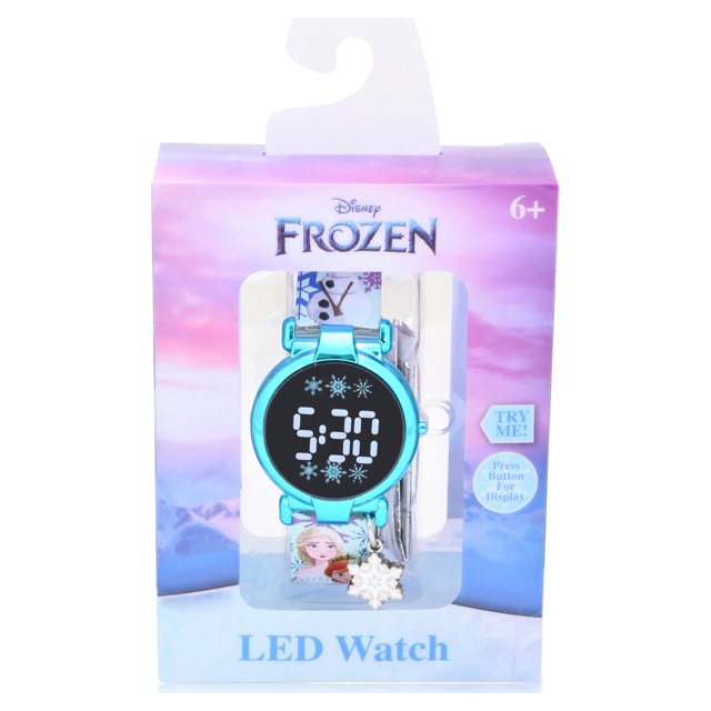 Disney Frozen II Unisex Childrens LCD Watch with Dangling Snow Flake ...