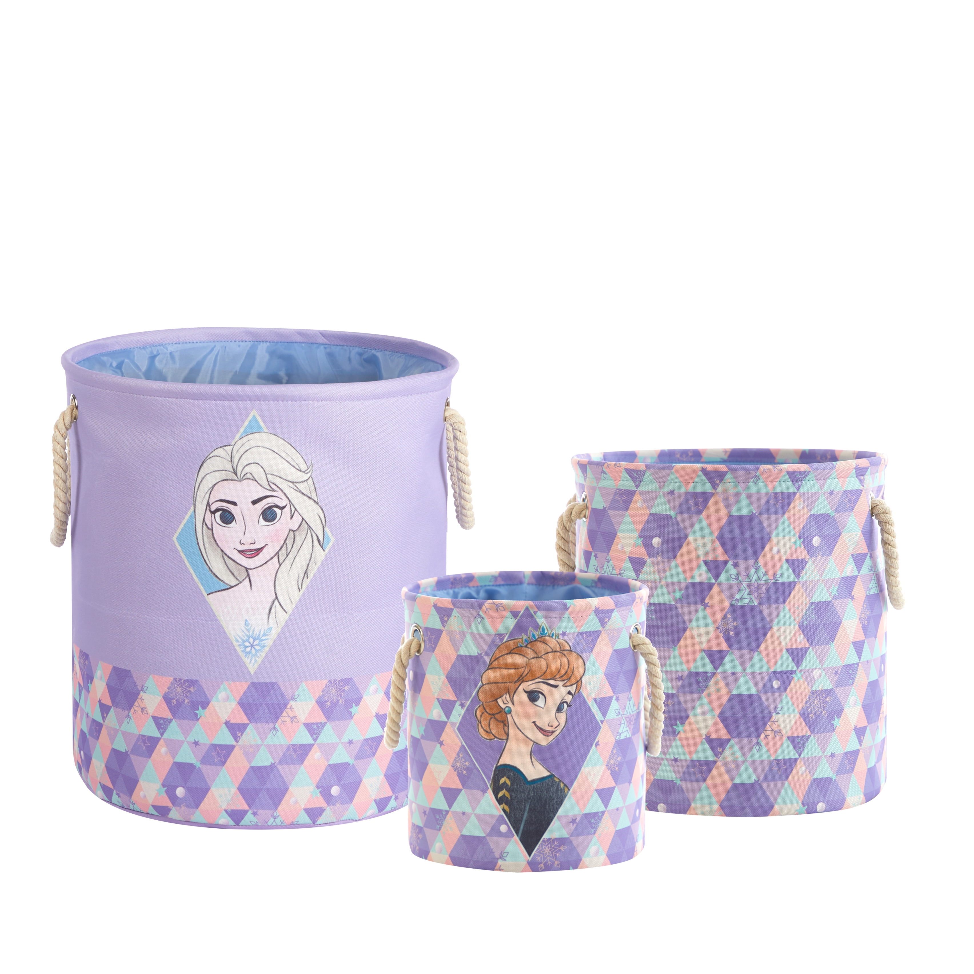 Disney Frozen Kids Fabric Round Nestable Storage Bin Set, 3-Piece ...