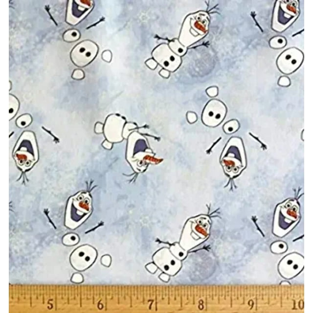 Disney Frozen Olaf Tossed on Light Blue Cotton Fabric - 18" x 22" Fat ...