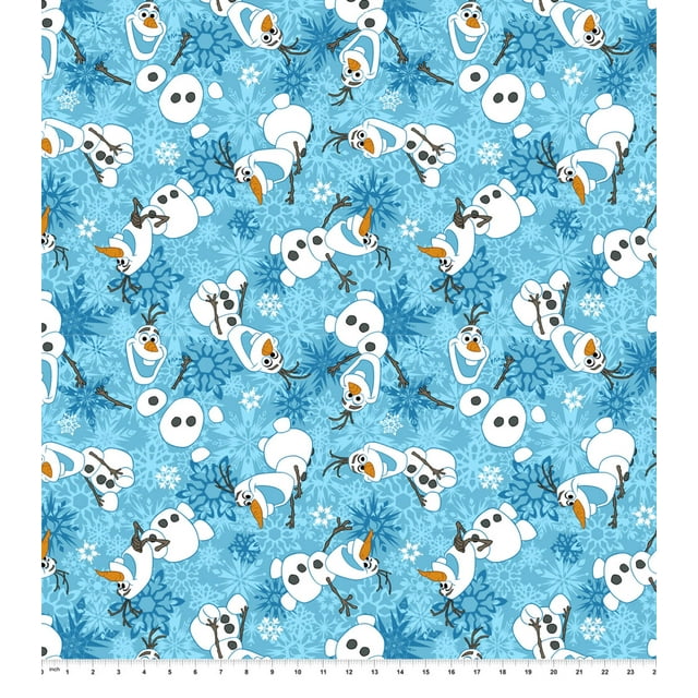 Disney Frozen Olaf Winter Snowflakes Scene Fleece Fabric, 59/60" Wide ...