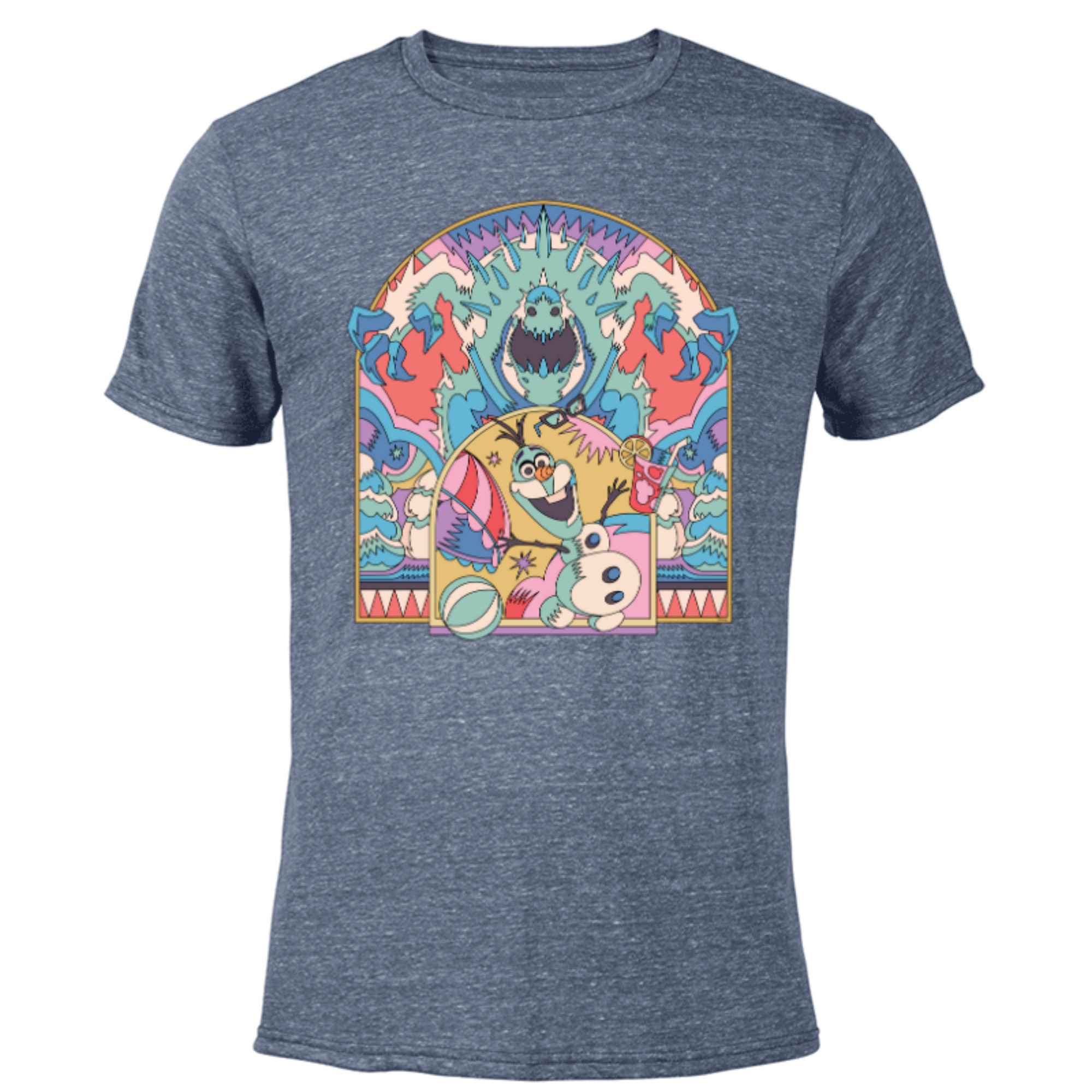 Disney Frozen Olaf and Marshmallow Summer Fun - Short Sleeve Blended T-Shirt for Adults ...