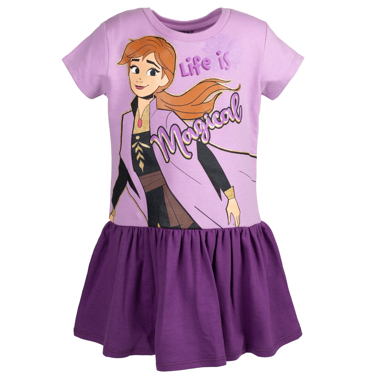 Disney Frozen Elsa & Anna Outfit: Big Girls French Terry Dress, Toddler ...