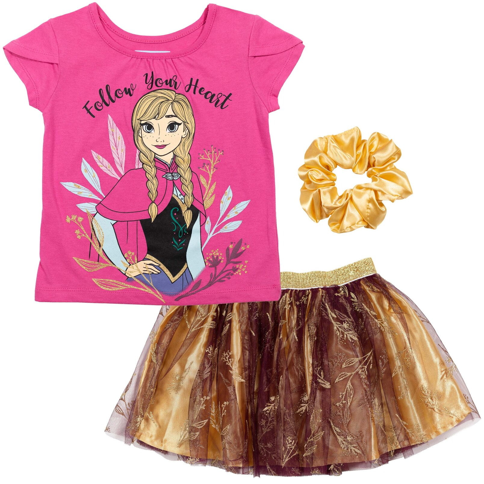 Disney Frozen Princess Anna Little Girls T-Shirt Skirt and Scrunchie 3 ...
