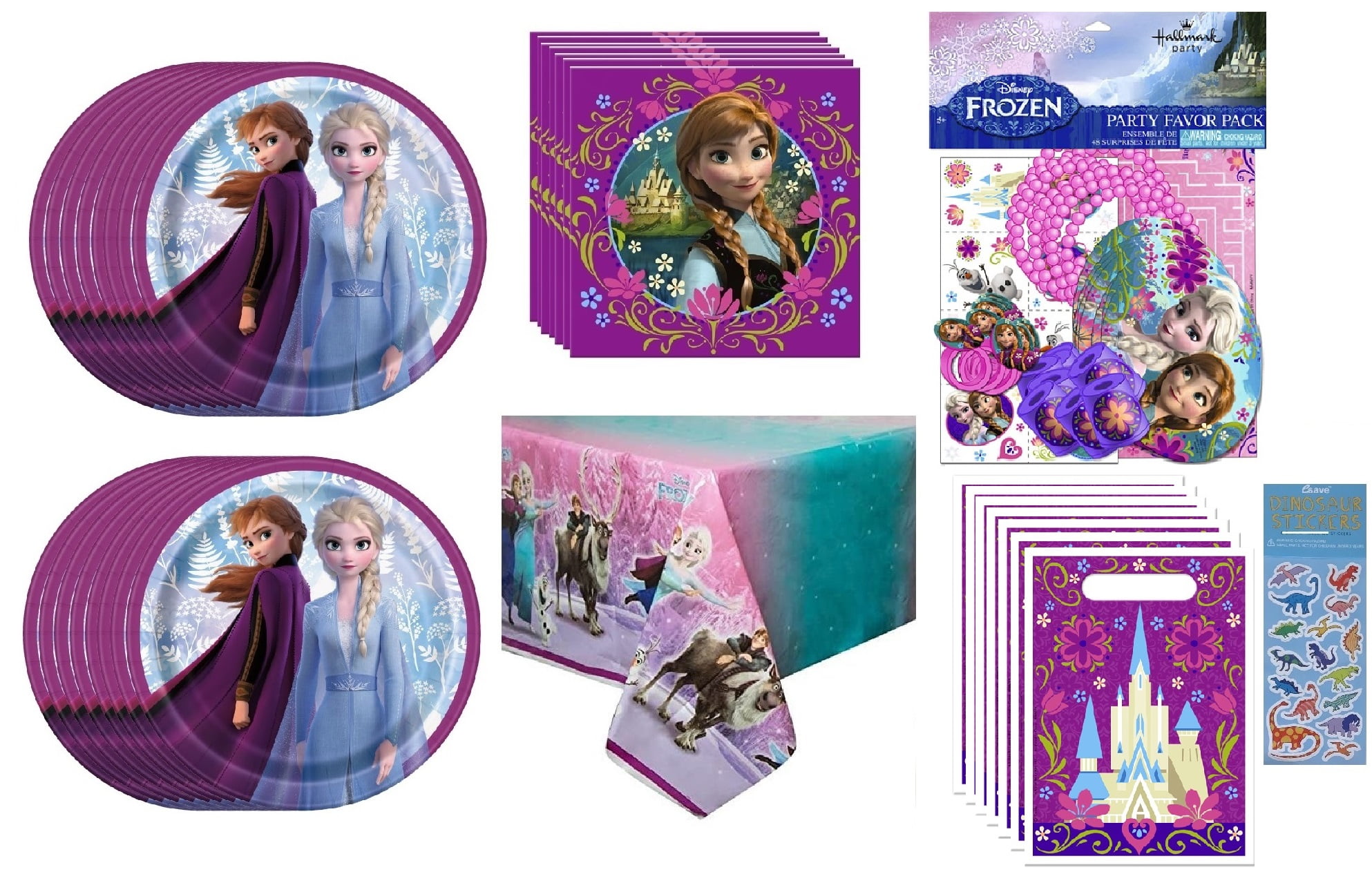 Disney Frozen Princess Elsa Anna Party Supplies Bundle, 16 Plates, 16 ...