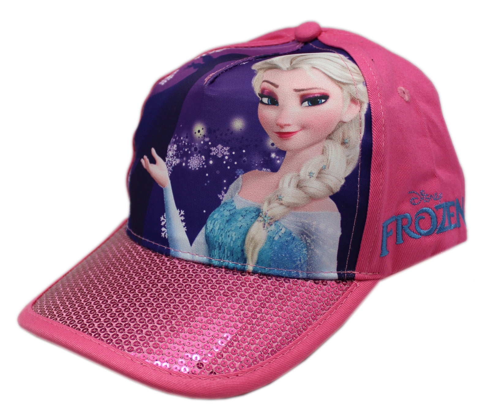 Disney Frozen Princess Elsa Hat - Pink and Purple Sparkly Bill Velcro ...