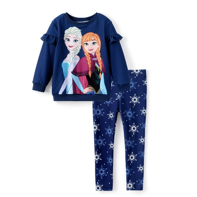 Disney Frozen Toddler Girls 2pcs Elsa Anna Floral Flutter Sleeve ...