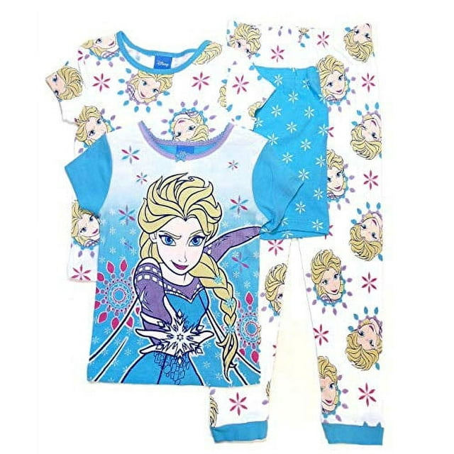 Disney Frozen Toddler Girls Elsa Magic 4-Piece Cotton Pajama Set, Size ...