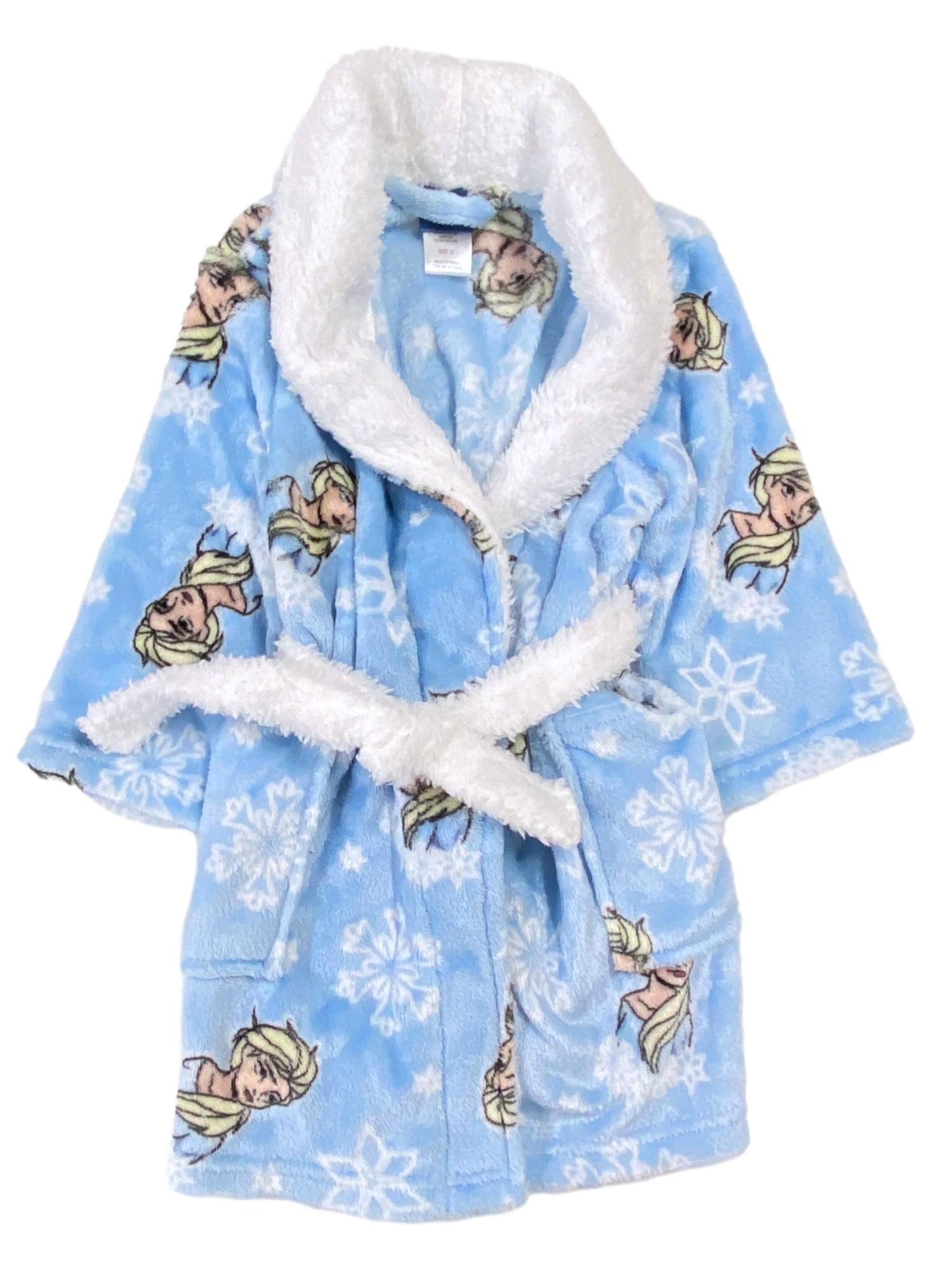 Disney Frozen Toddler Girls Plush Light Blue & White Elsa Bath Robe 2T ...