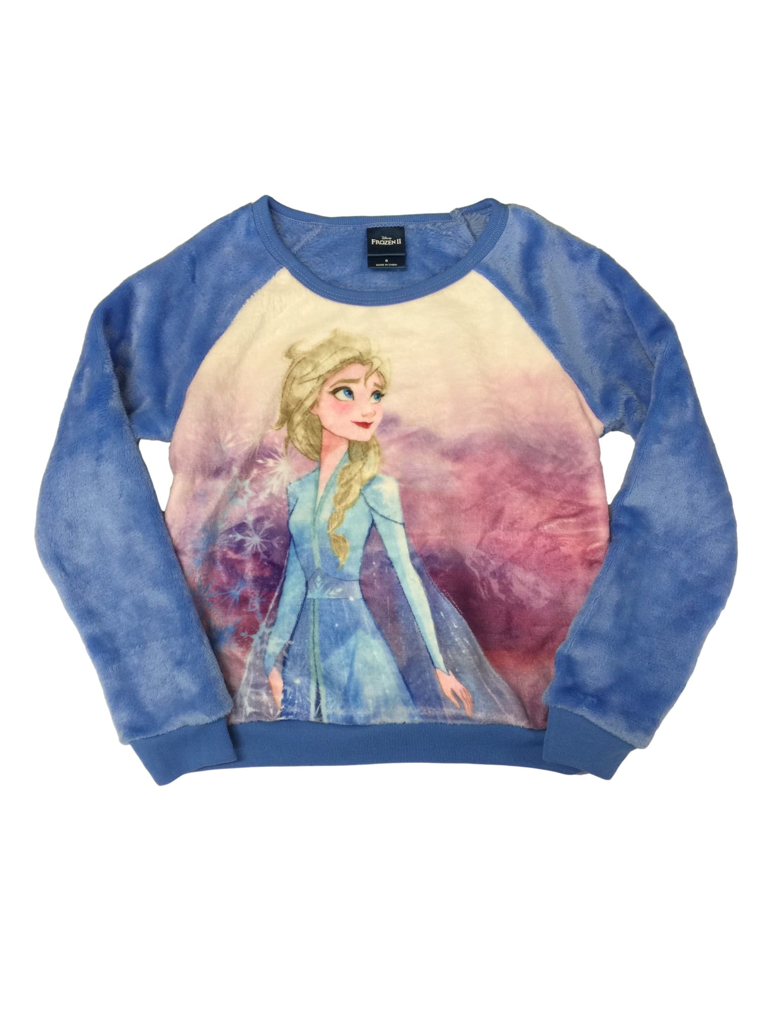 Disney Frozen Two Girls Queen Elsa Blue Fleece Pullover Sweatshirt Top ...
