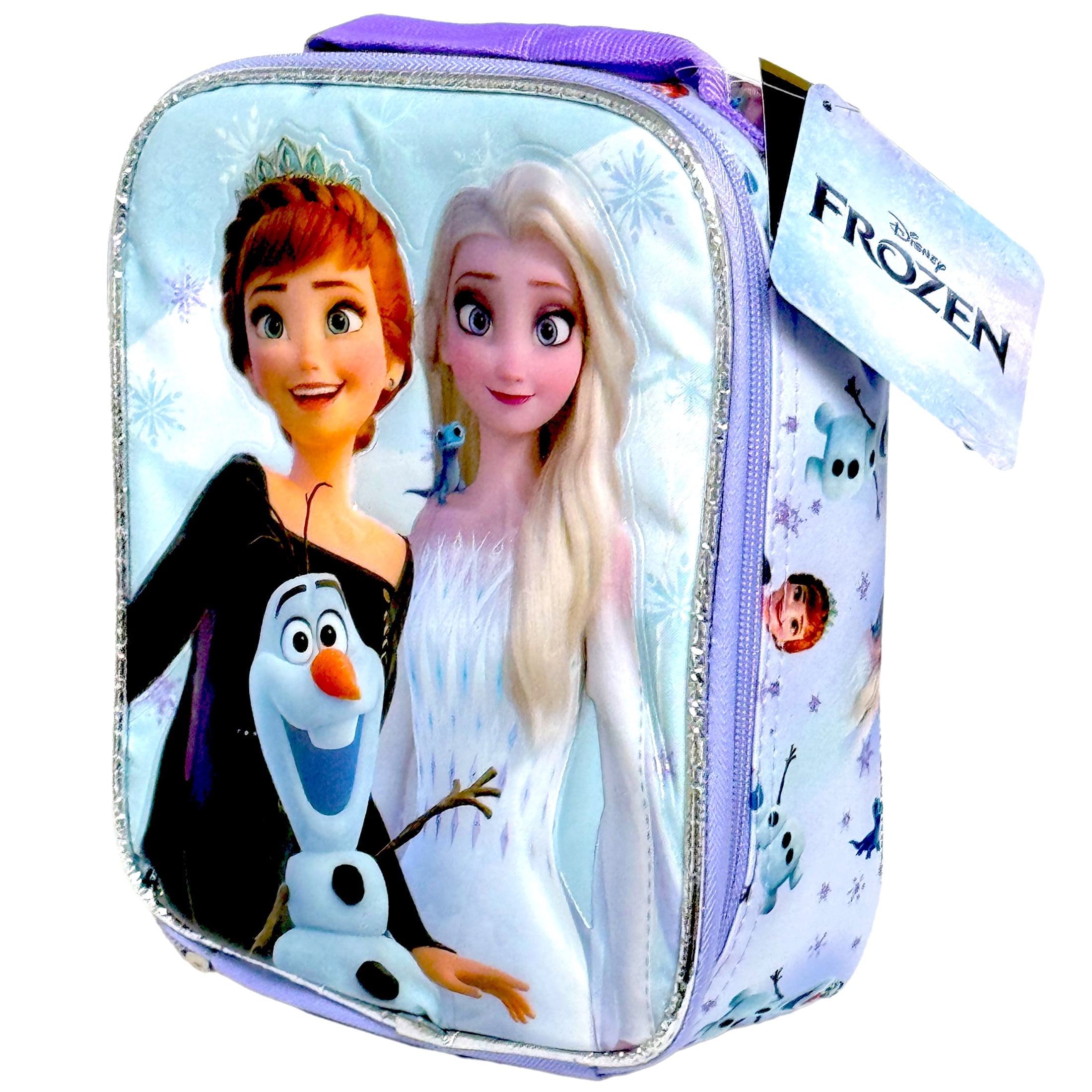 Disney Frozen Zippered Lunch Box featuring Elsa Anna Olaf Purple ...
