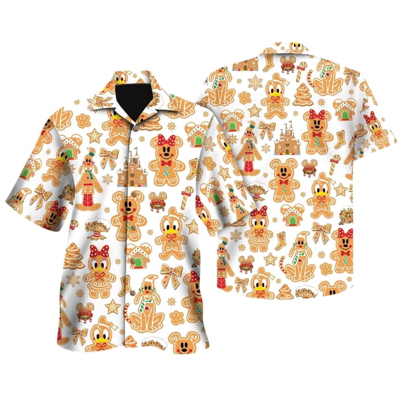 Disney Gingerbread Christmas Hawaiian Shirt, Mickey Mouse and Friends ...