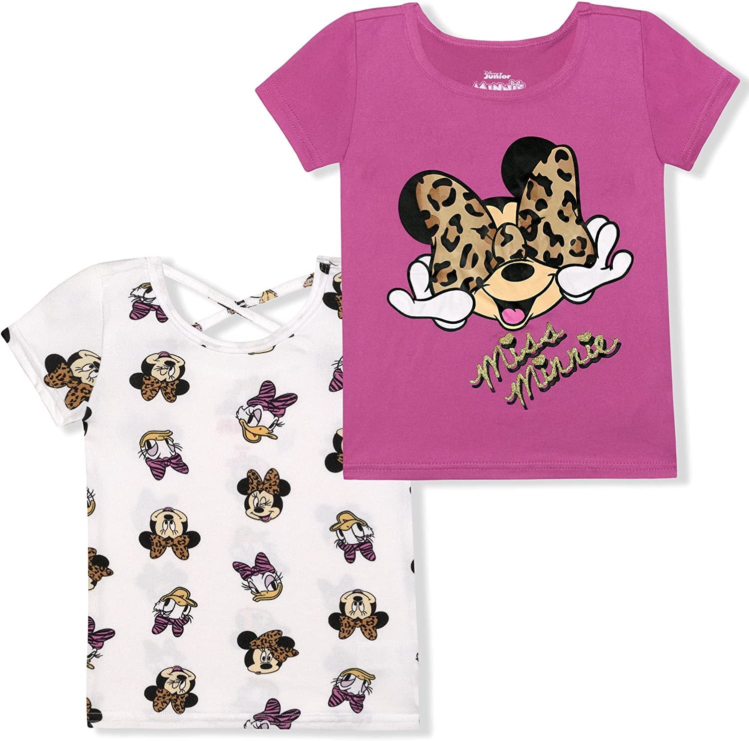 Disney Girl's 2 Pack Minnie Mouse Short Sleeves Tee Shirt Set - Walmart.com