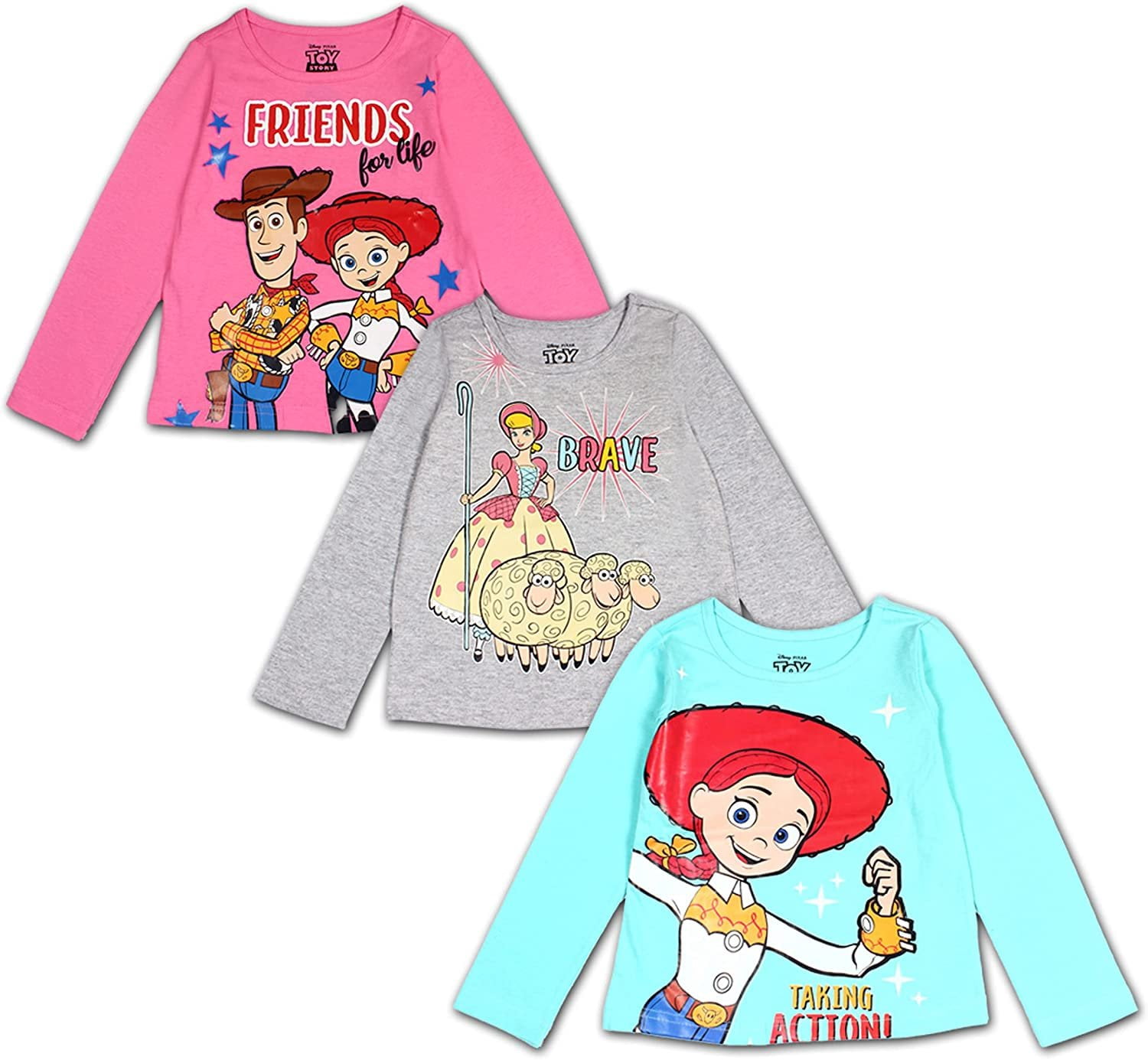 Disney Girl's 3-Pack Toy Story Long Sleeve Graphic Tee Shirt - Walmart.com