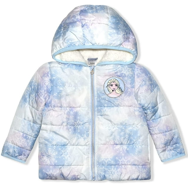 Disney Girl's Frozen Hooded Puffer Jacket, Queen Elsa Print - Walmart.com