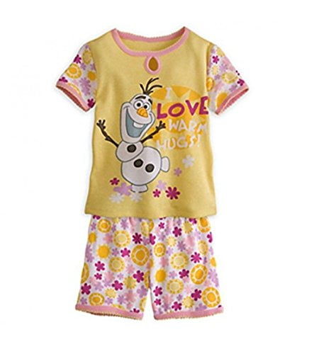 Disney Girl's Frozen Olaf 'Love Warm Hugs' Yellow Pajama Shorts Set ...