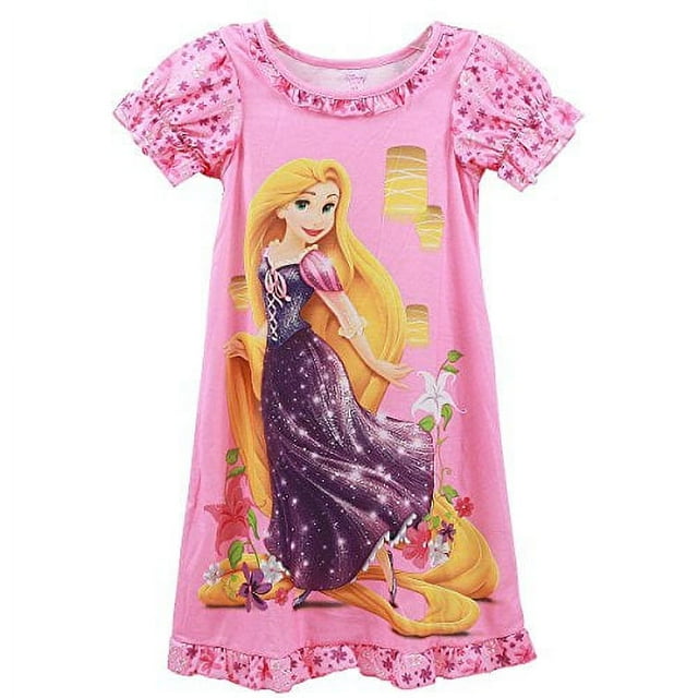 Disney Girl's Pink Rapunzel Floral Nightgown, Gown, Princesses, Size 4 ...