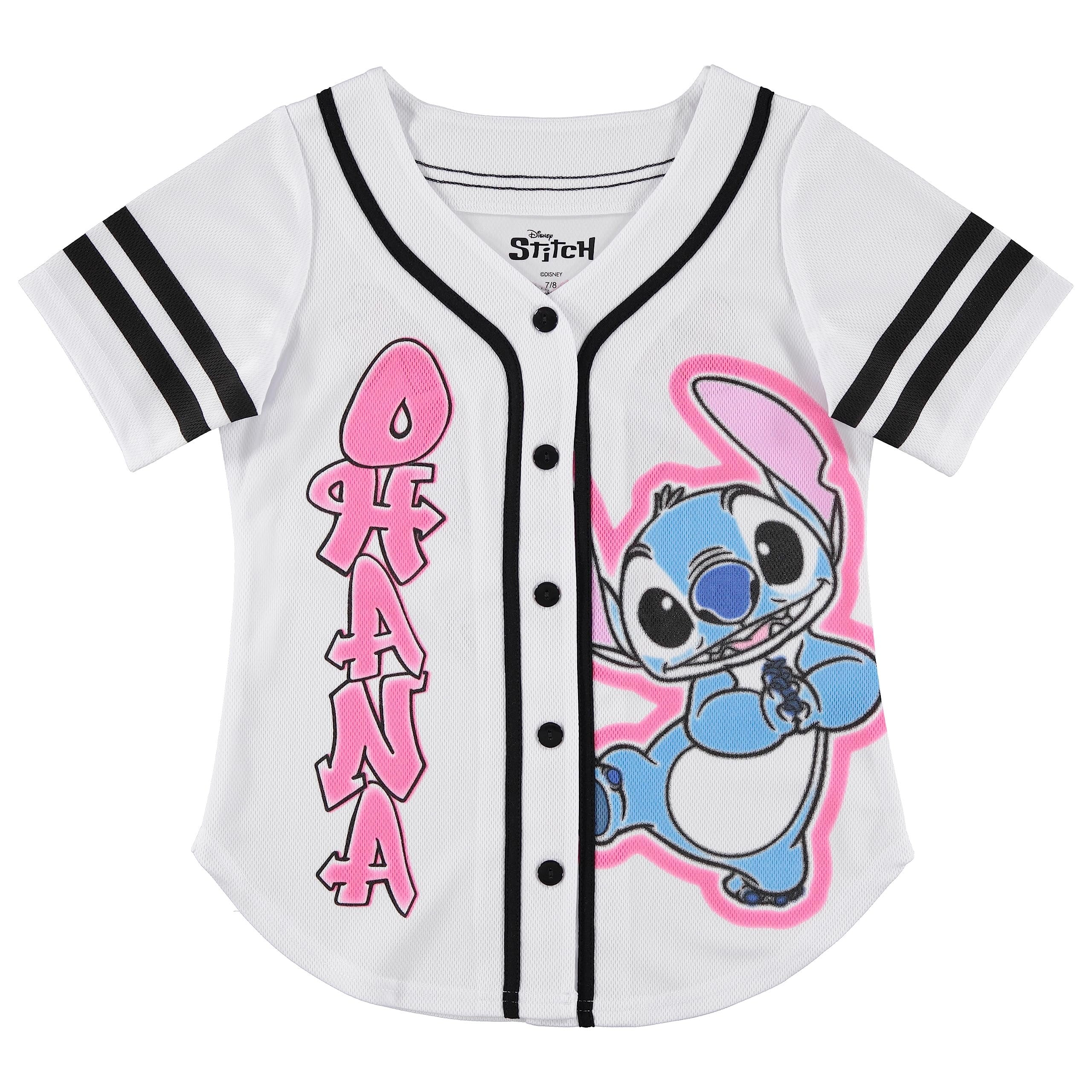 Disney Girls Baseball Jersey T-Shirt, Lilo & Stitch, Mickey Mouse ...