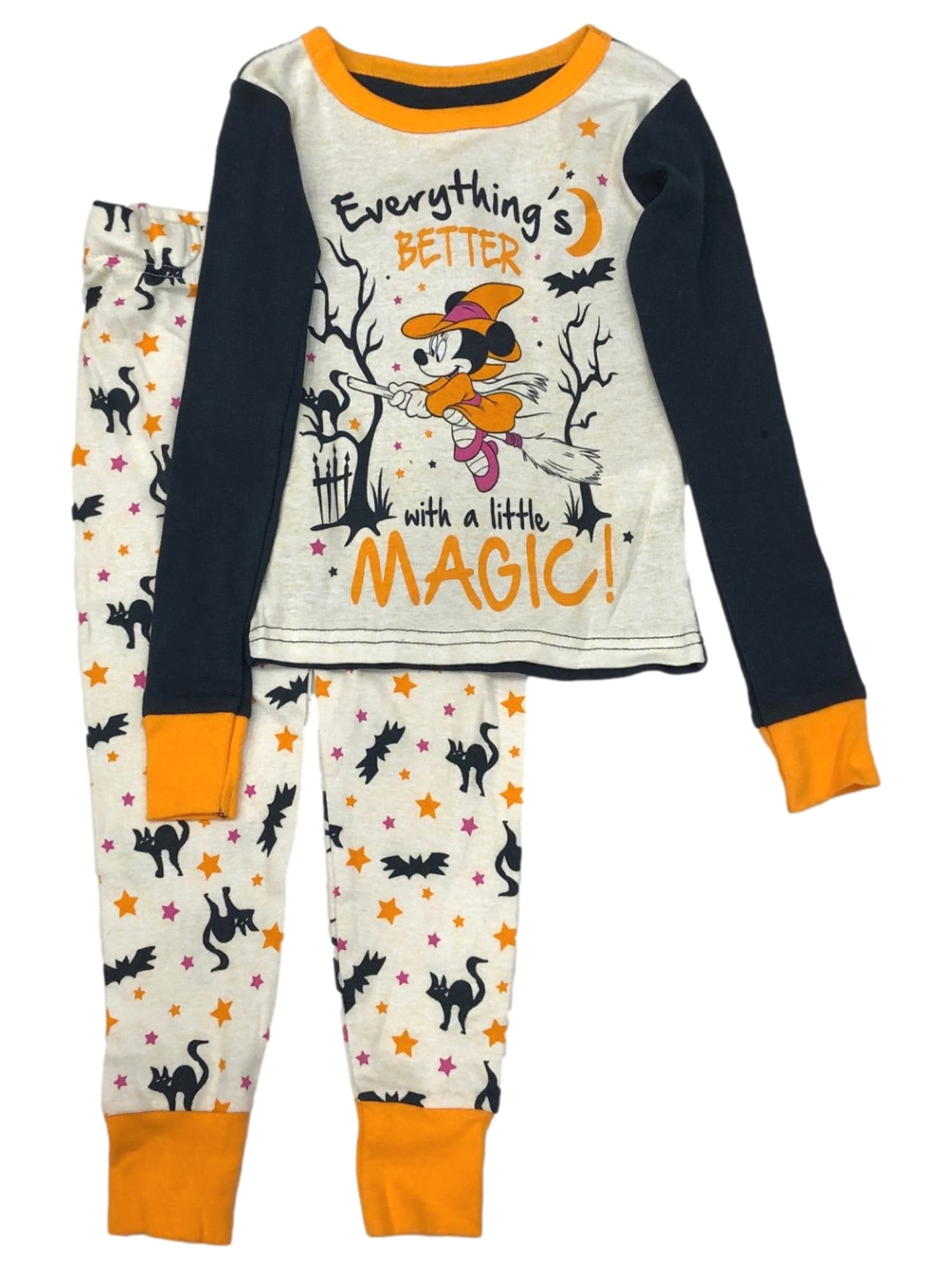 Disney Girls Beige Minnie Mouse Magic Witch Halloween Sleep Set Pajamas ...