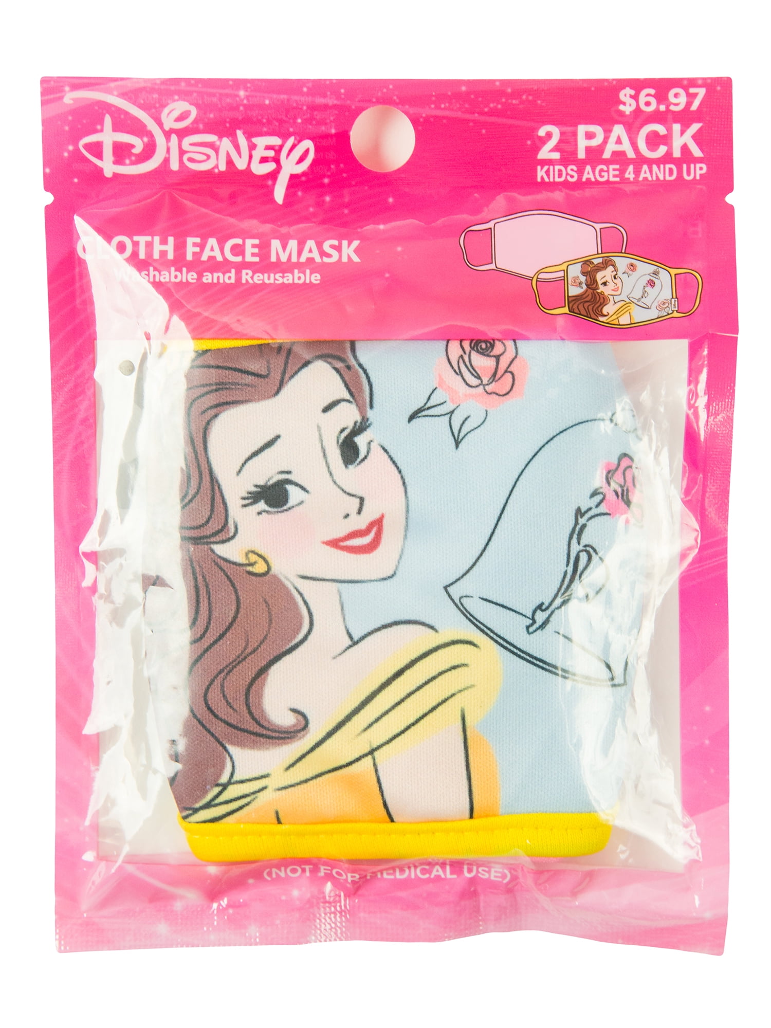Disney Girls' Belle Face Masks, 2 Pack - Walmart.com