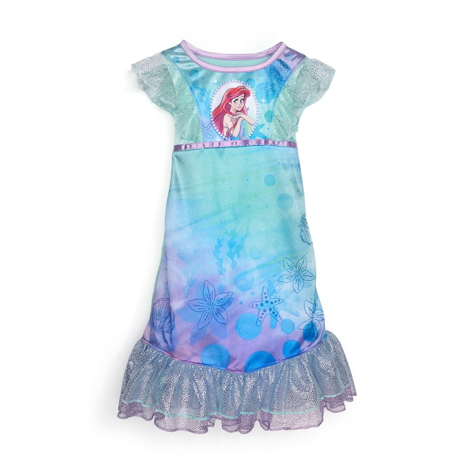 Disney Girls' Big Princess Fantasy Gown, Watercolor Ariel 2, 6 ...