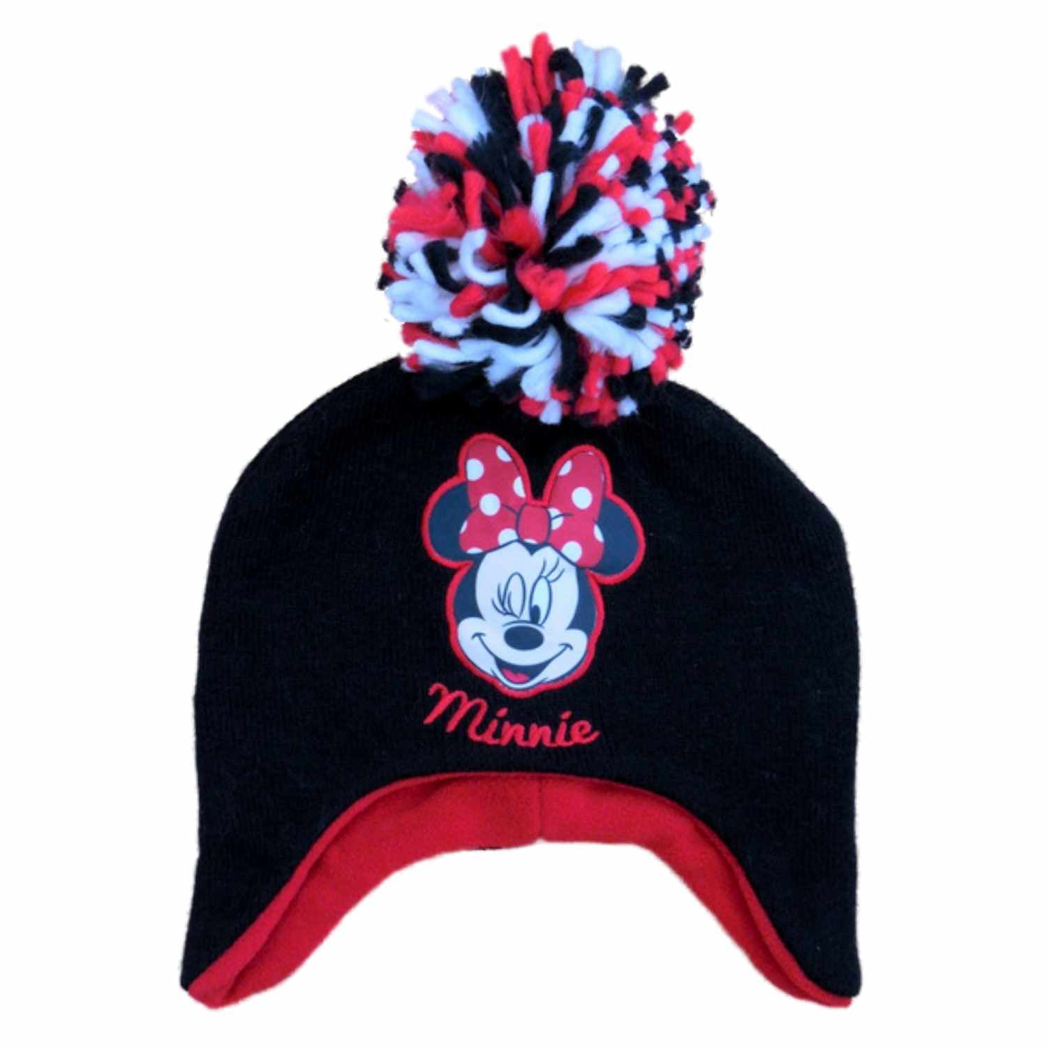 Disney Girls Black Minnie Mouse Beanie Stocking Cap Winter Hat ...