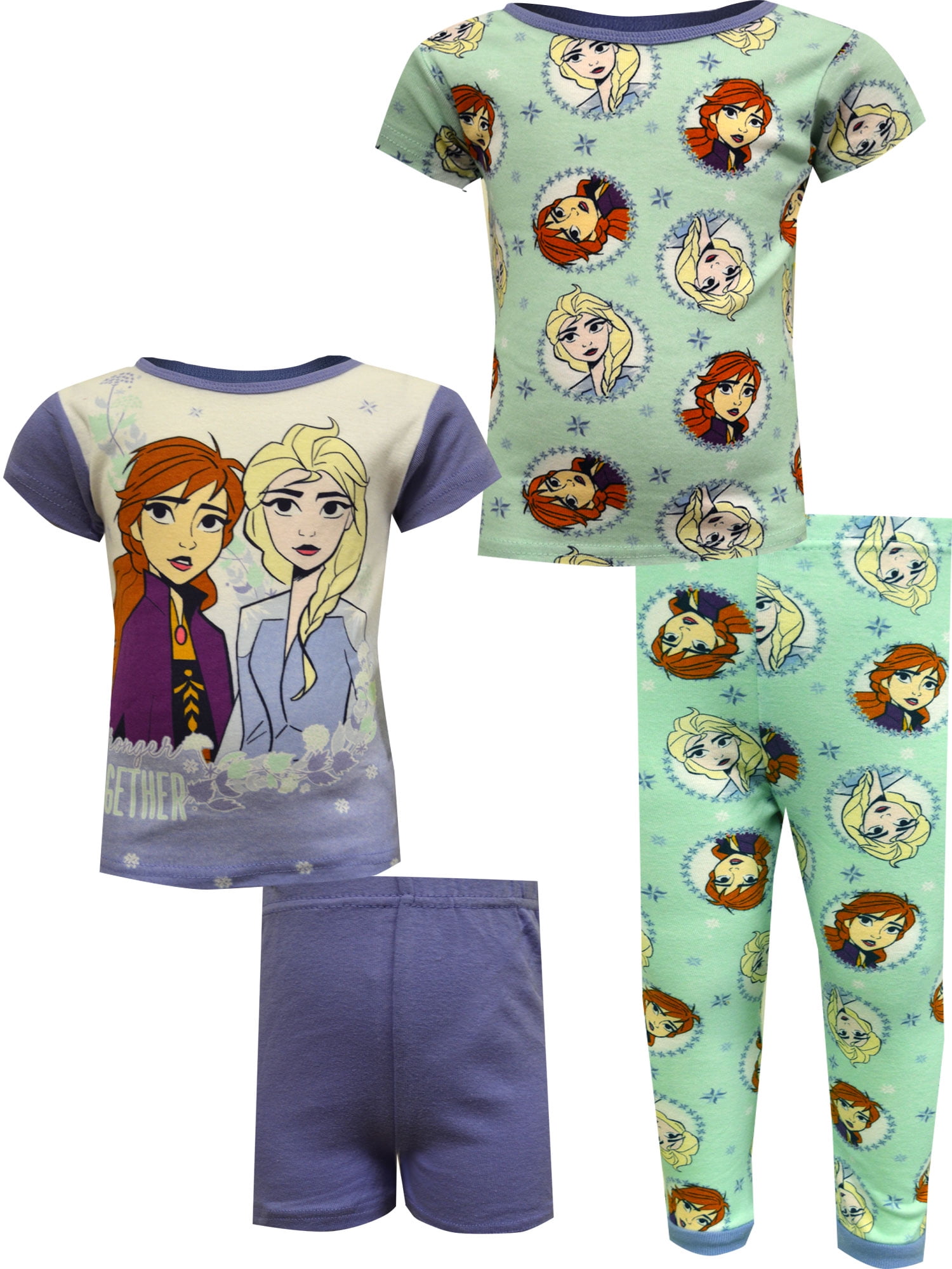 Disney Girls Disney Frozen II Elsa and Anna 4 Piece Cotton Toddler ...