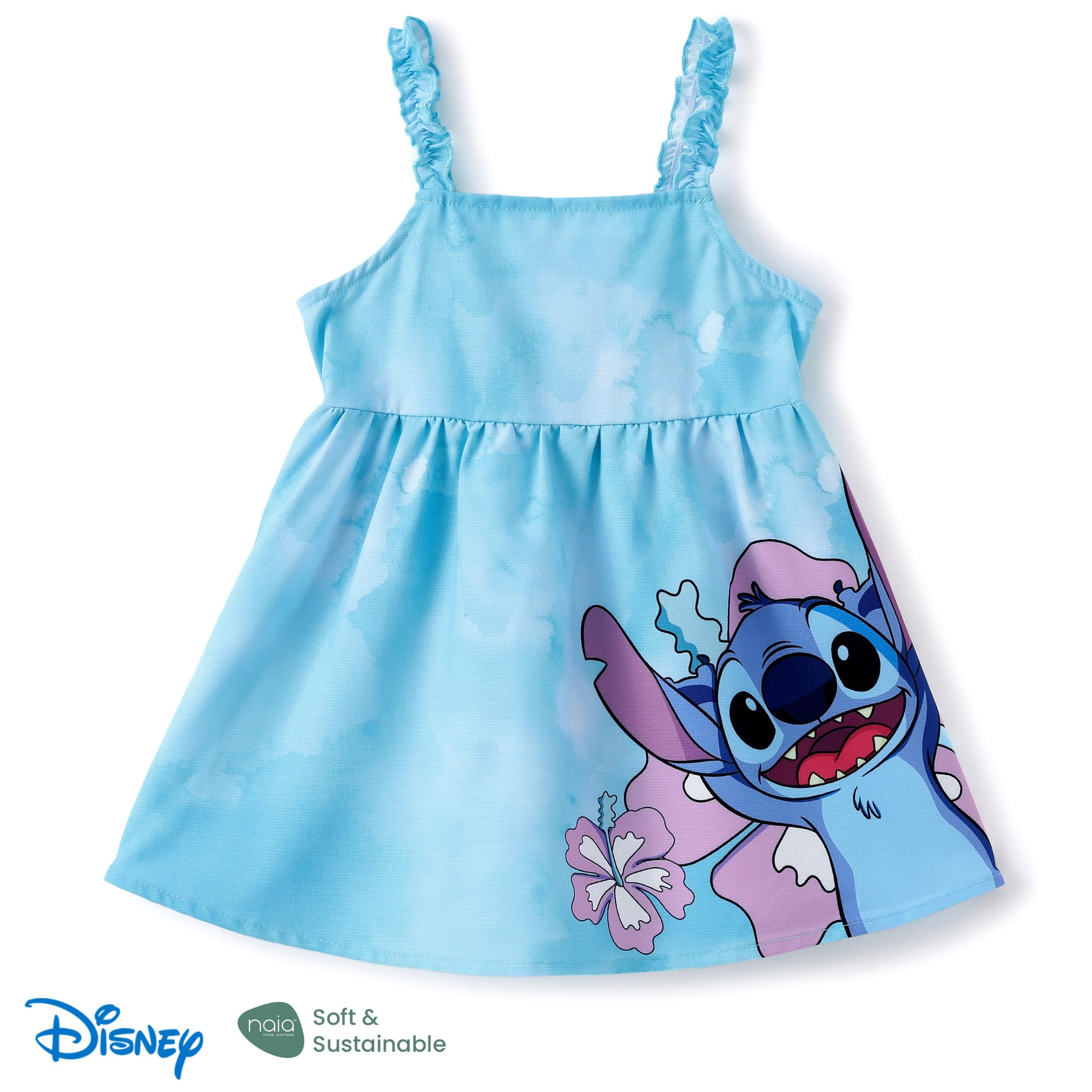 Disney Girls Dresses Lilo & Stitch Graphic Tropical Plant Flower ...
