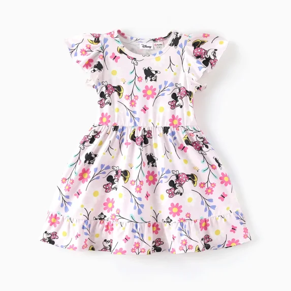 Disney Girls Dresses Minnie Mouse Graphic Pink Floral Flower Flowy ...