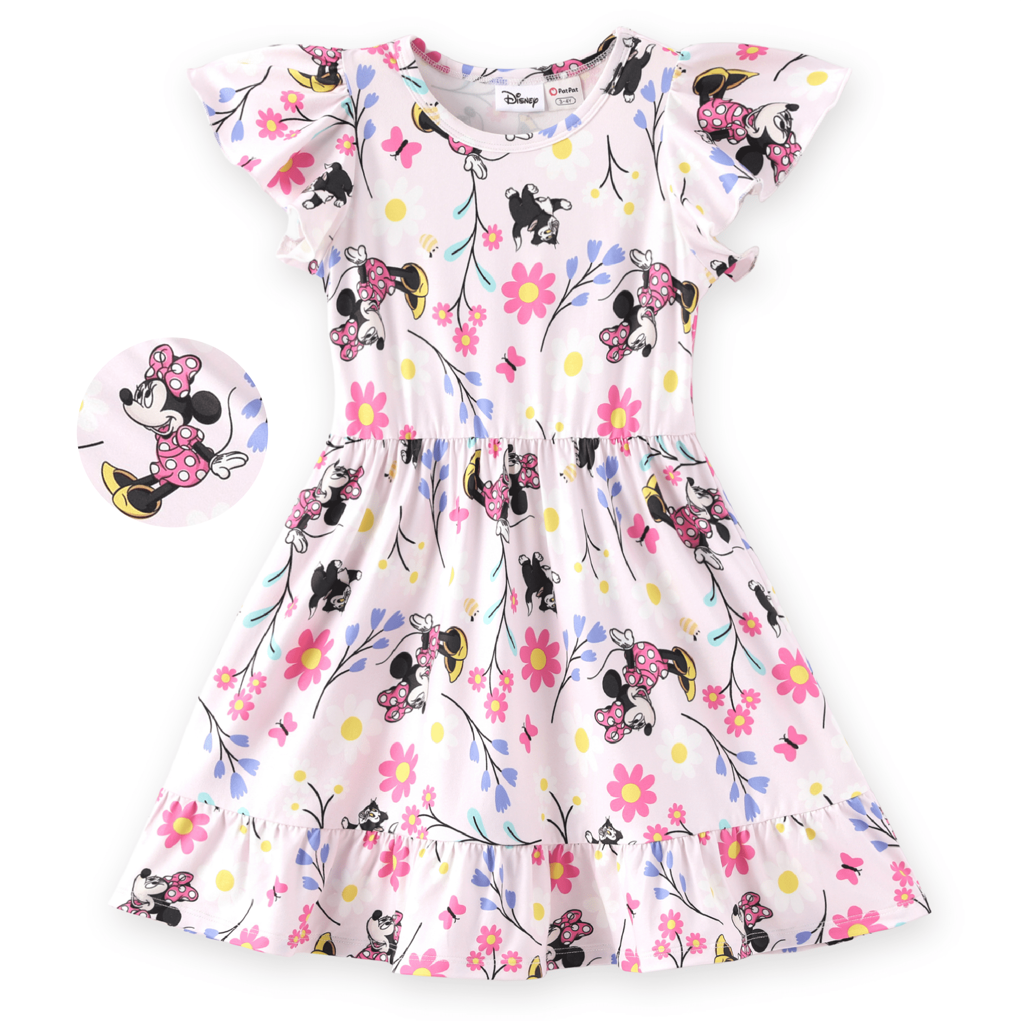 Disney Girls Dresses Minnie Mouse Graphic Pink Floral Flower Flowy ...