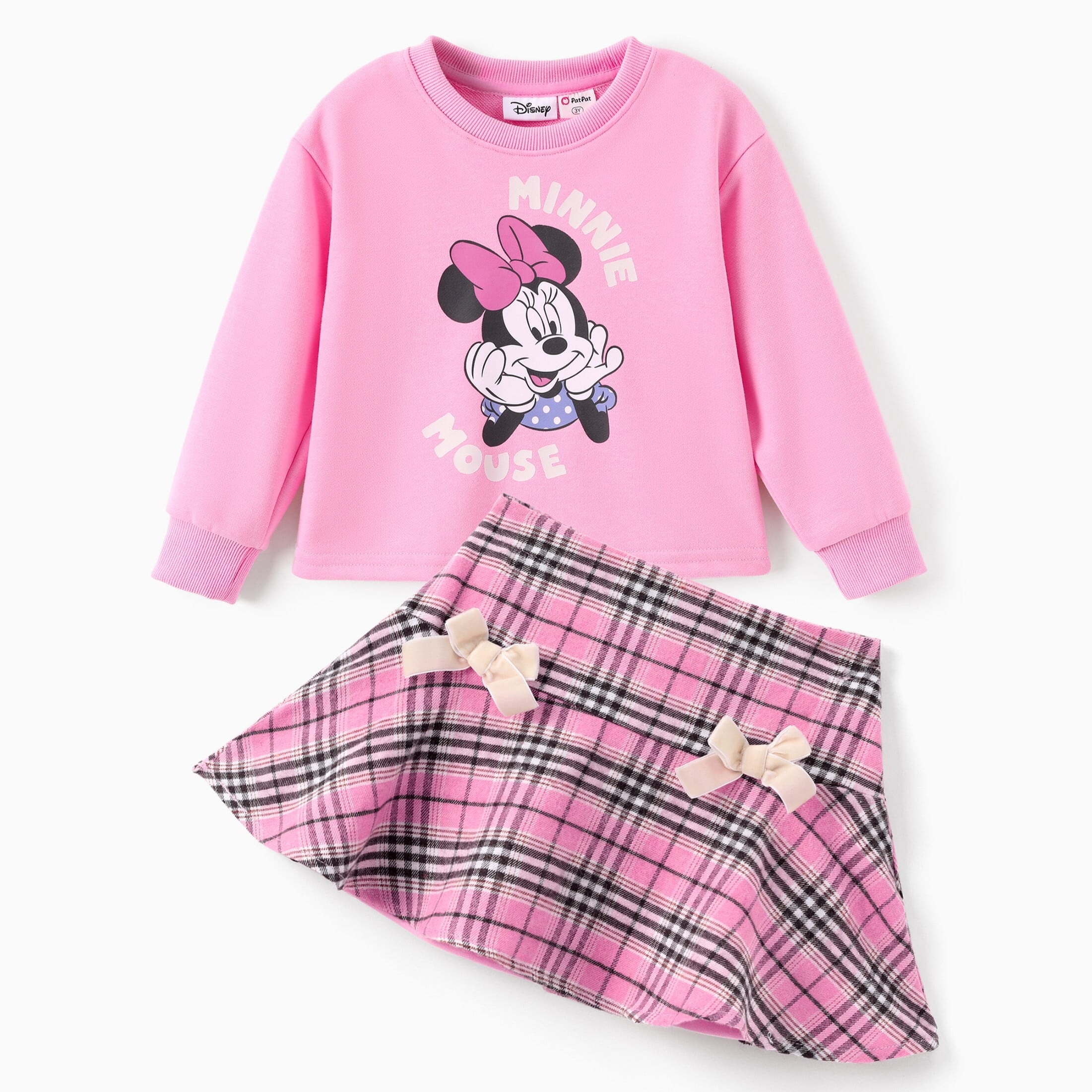 Disney Girls Dresses Sets Minnie Pink Graphic Crewneck Crop Sweatshirt ...