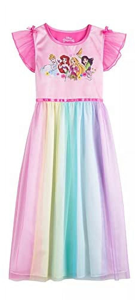 Disney Girls' Princess Fantasy Nightgown Pajama Dress, Rainbow - Size 8 ...