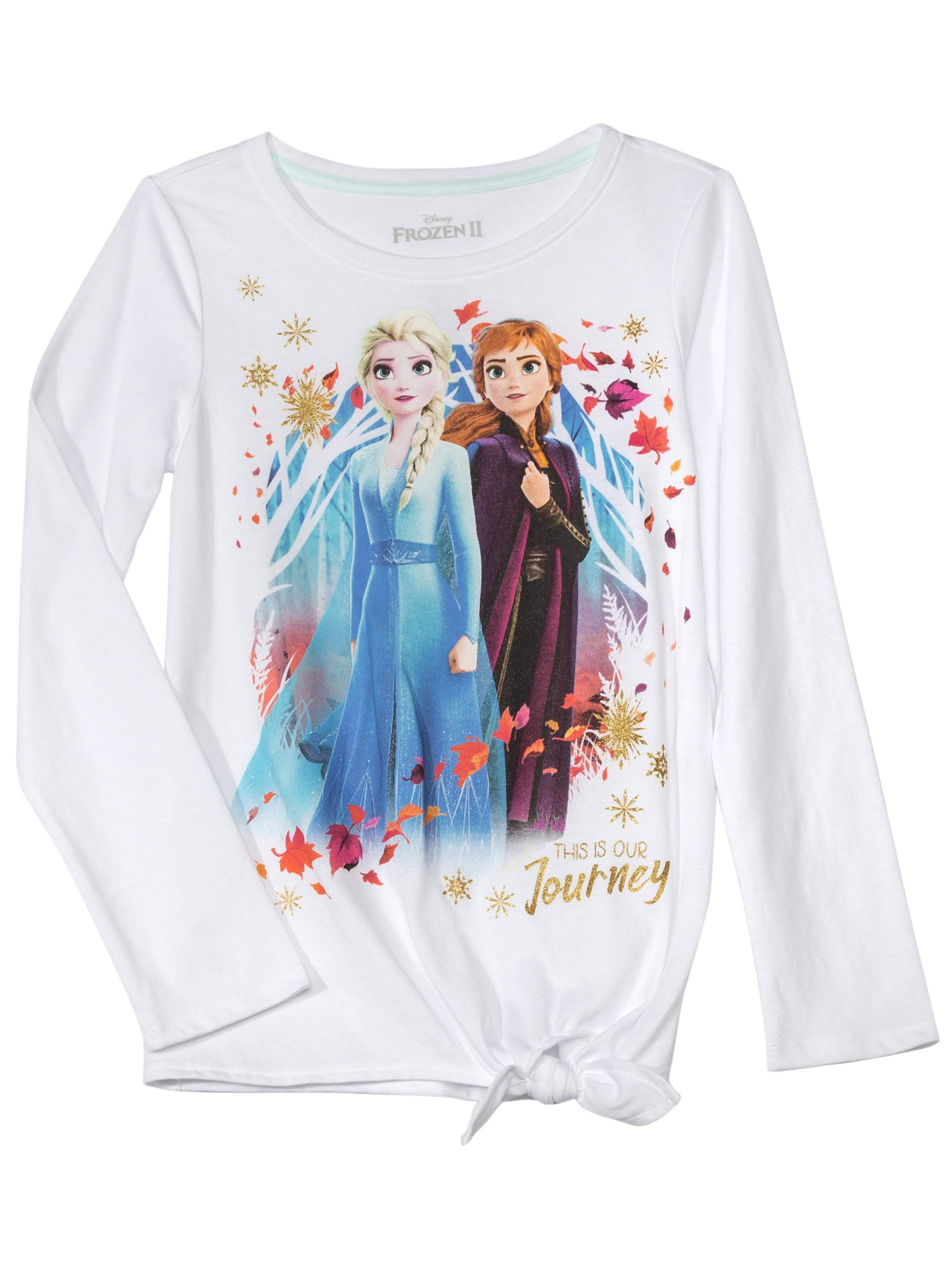 Disney Girls Frozen 2 Elsa or Anna Side Tie Long Sleeve Graphic T-Shirt ...