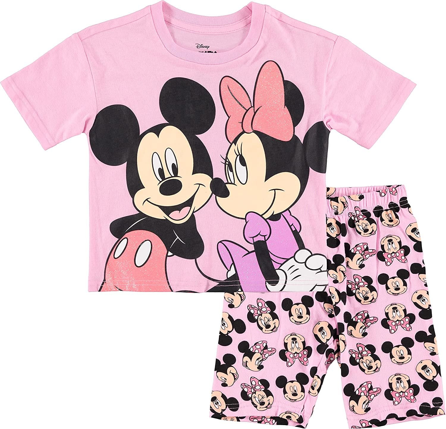 Disney Girls Graphic Mickey & Minnie Mouse T-Shirt and Biker Shorts 2pc ...