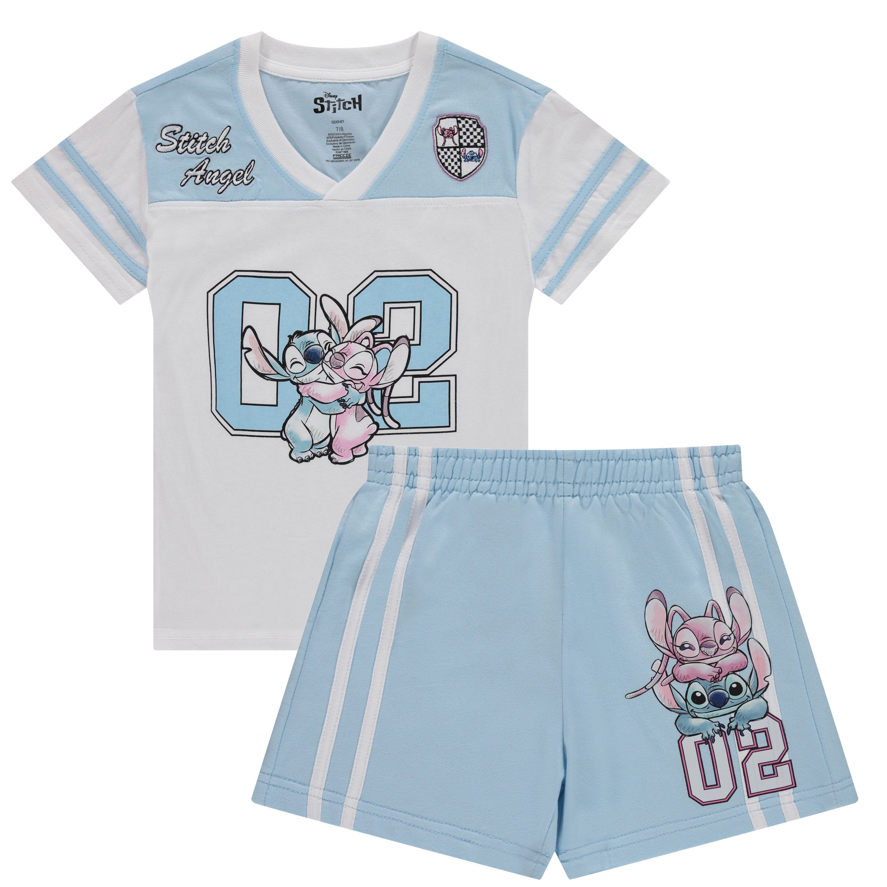 Disney Girls Lilo and Stitch Embroidered Soccer Jersey and Shorts ...