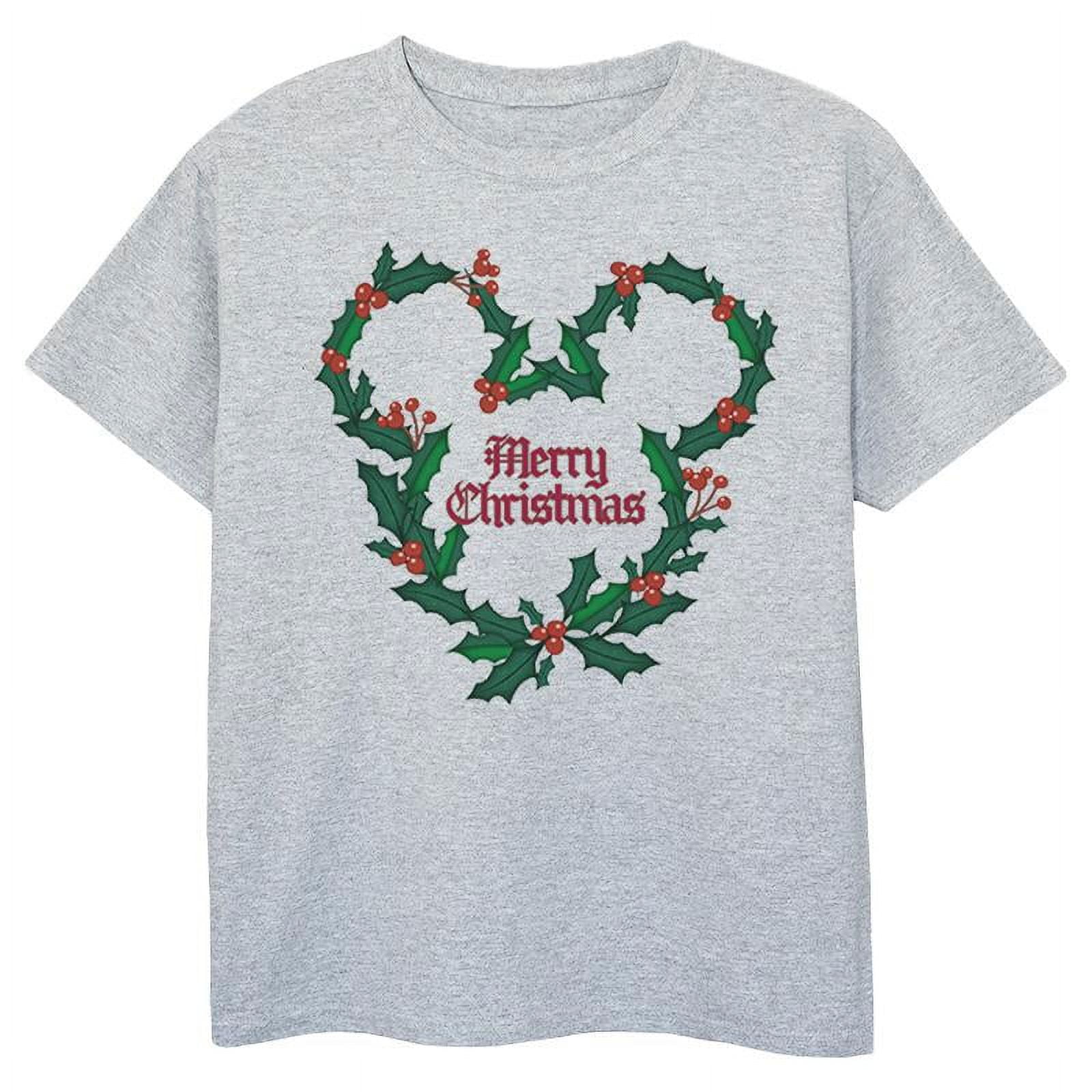 Disney Girls Mickey Mouse Merry Christmas Holly Cotton T-Shirt ...