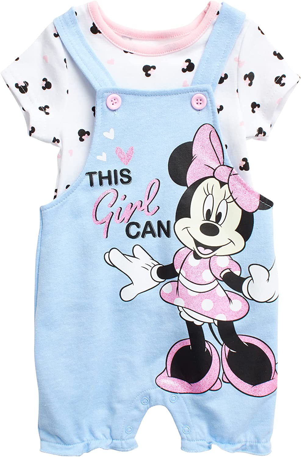 Disney Girls' Minnie Mouse 2 Piece Shortall Set (Baby Girls) - Walmart.com