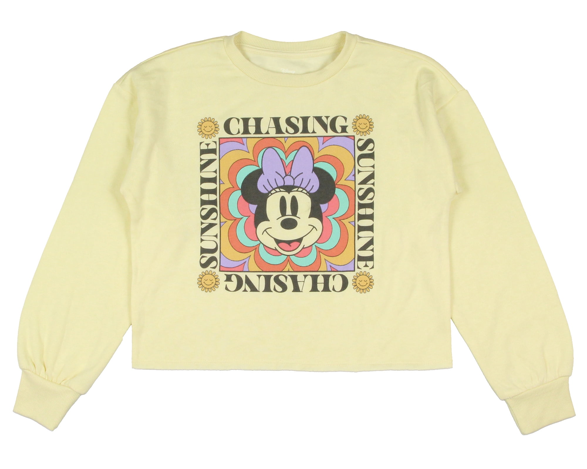 Disney Girls' Minnie Mouse Chasing Sunshine Cropped Raw-Edge Kids ...
