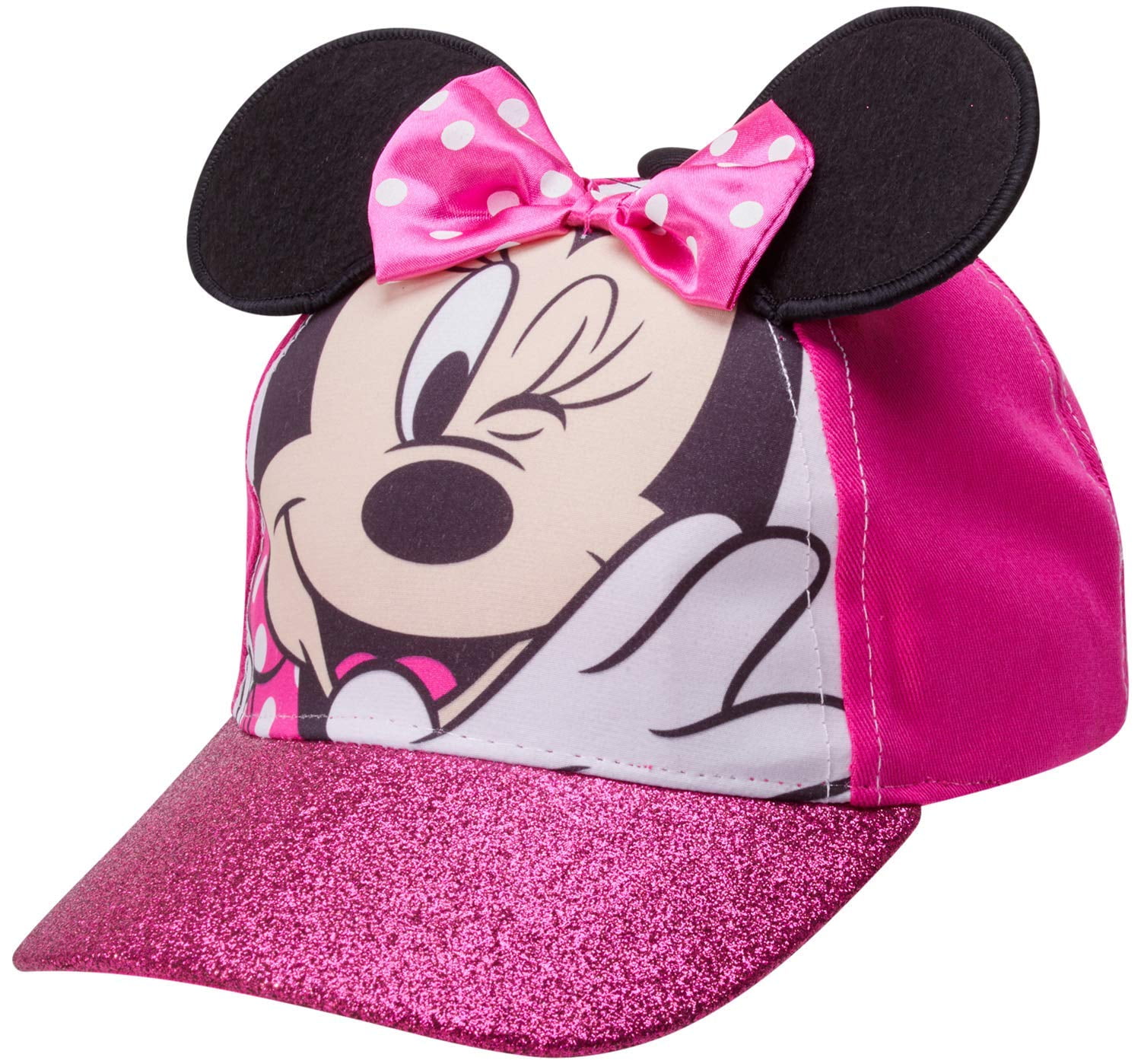 Disney Kids' & Toddlers' Minnie Mouse Glitter Baseball Cap with 3D Ears ...