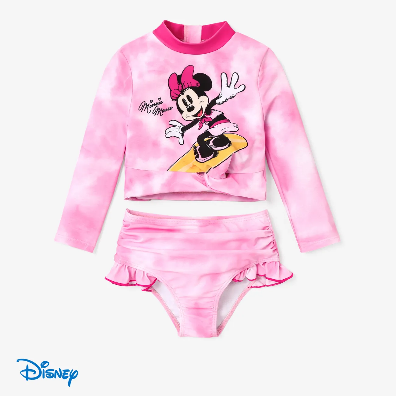 Disney Girls Minnie Mouse Graphic Rash Guard Long Sleeves Swimsuit ...