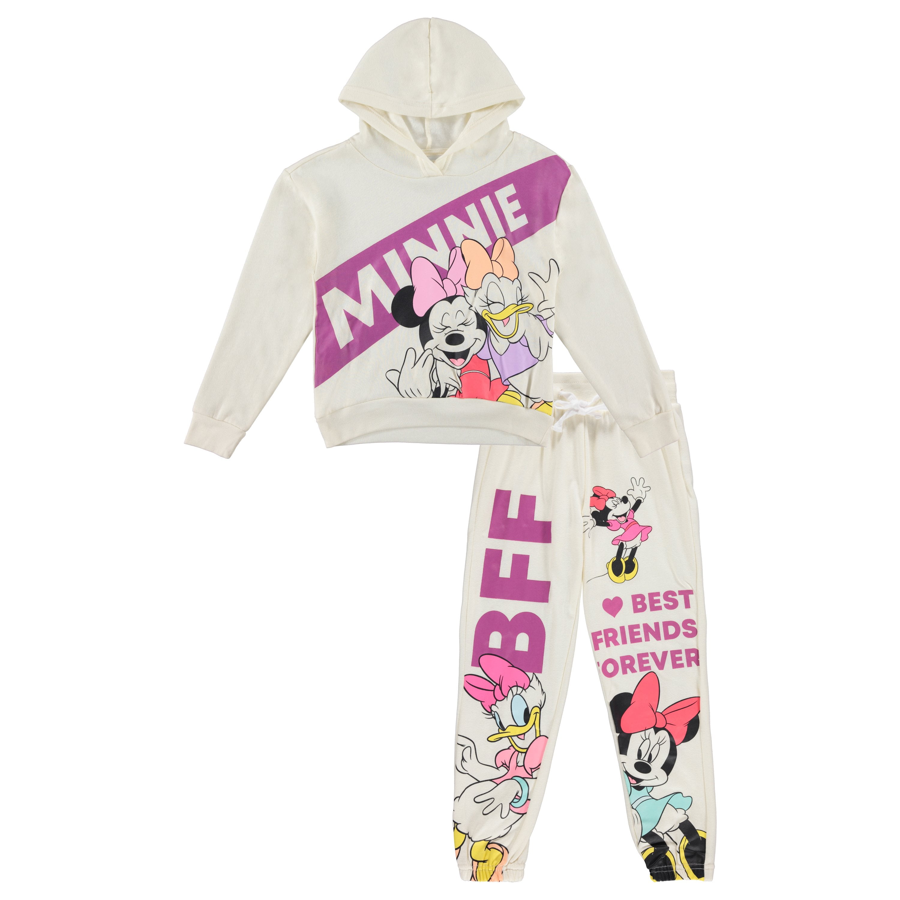 Disney Girls Minnie Mouse Zip Hoodie & Sweatpants Outfit - Sizes 4-16 ...