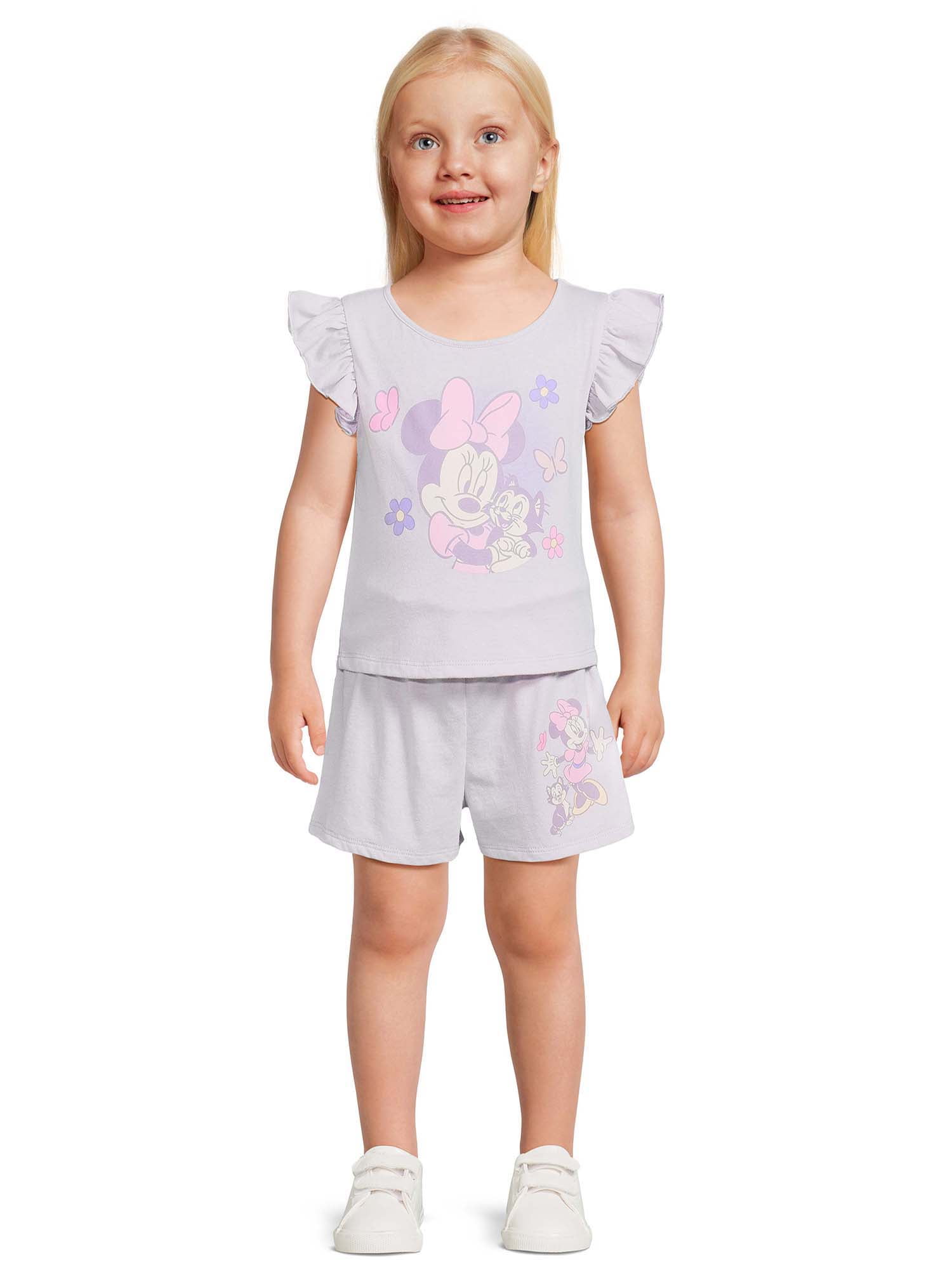 Disney Girls Minnie Mouse and Figaro Love Graphic Tee and Shorts, 2-Piece Set, Size 12M-5T ...
