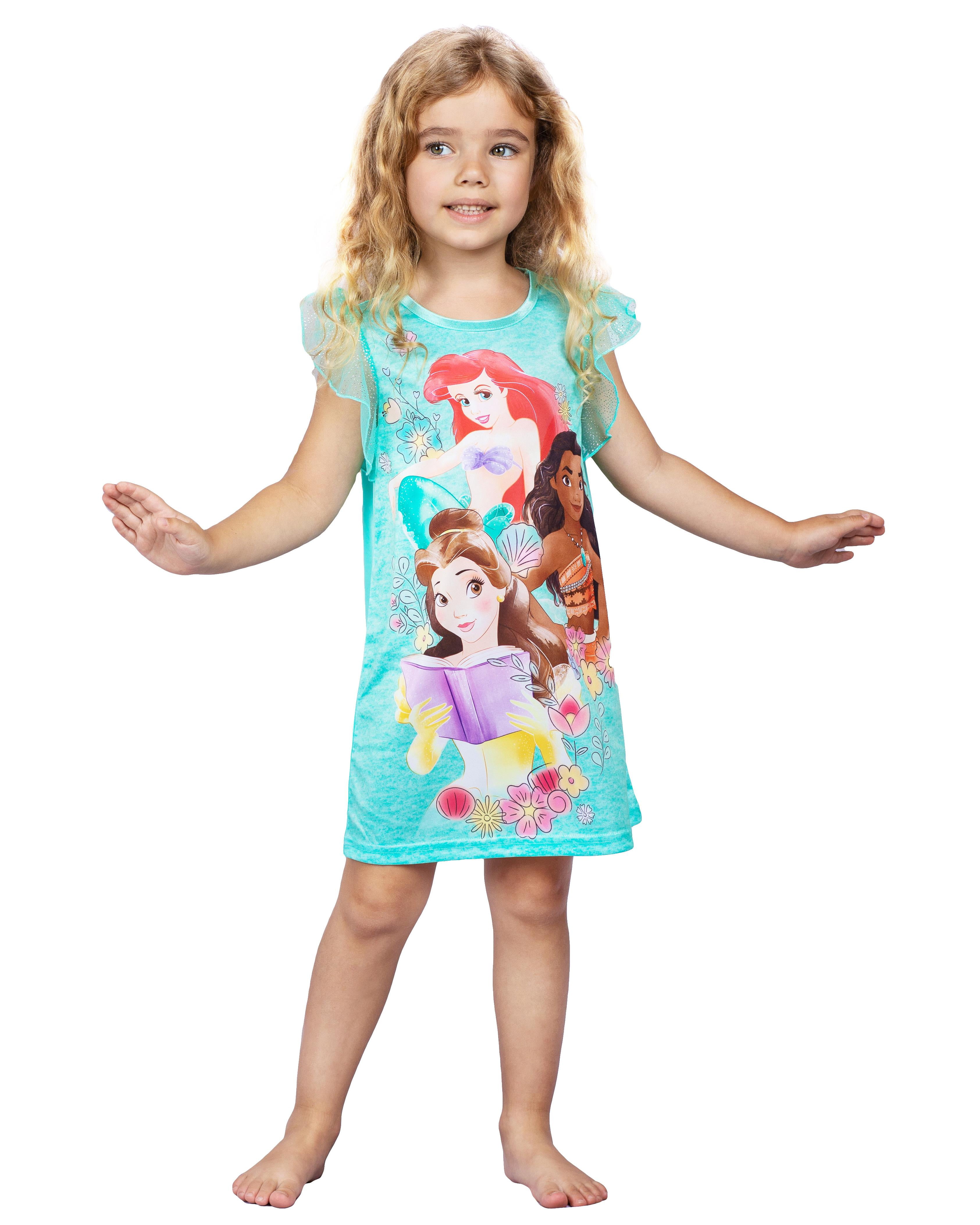 Disney Girls Nightgown Princess Dressy Dorm Pajama Night Shirt, Green ...