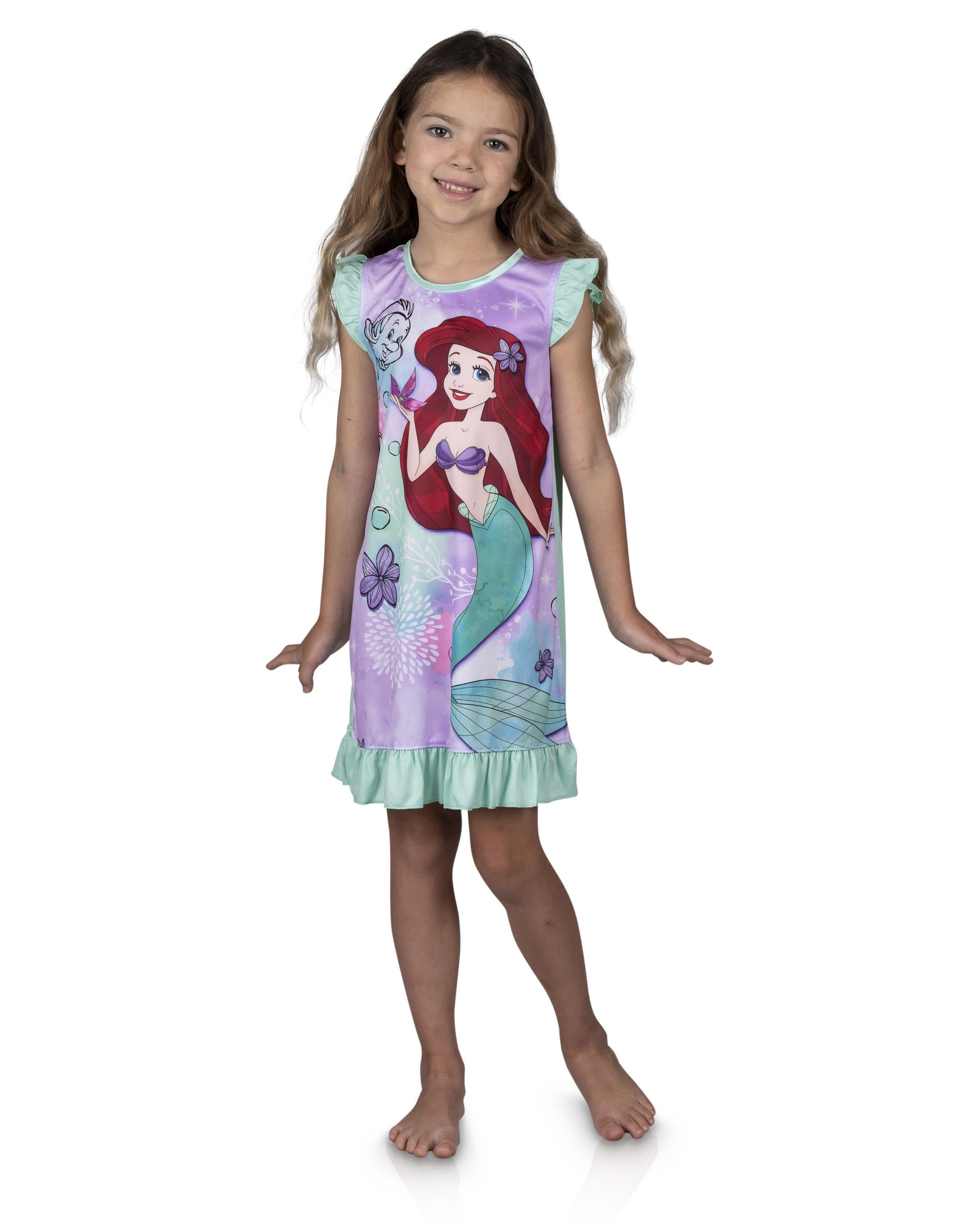 Disney Girls' Nightgown Princesses Dorm Short Sleeve Pajama Sleepwear ...